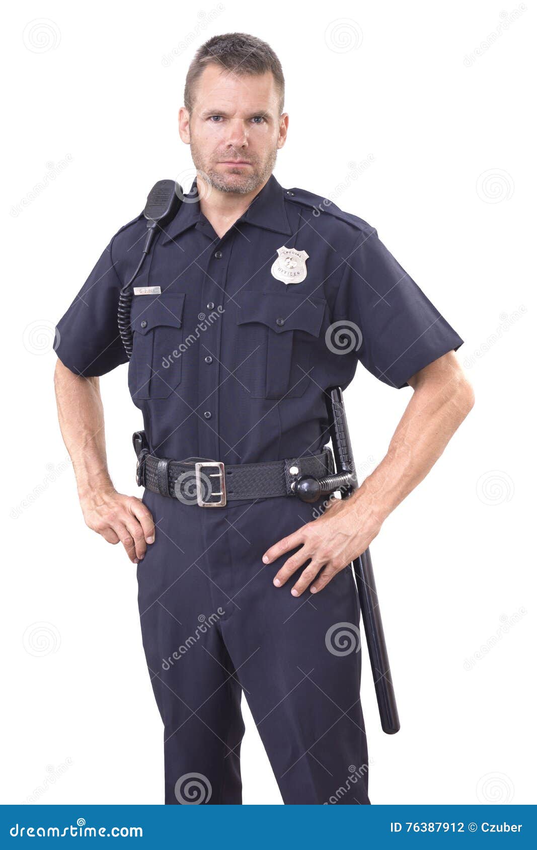 Politieman in Uniform Op Witte Achtergrond Stock Foto - Image of ...