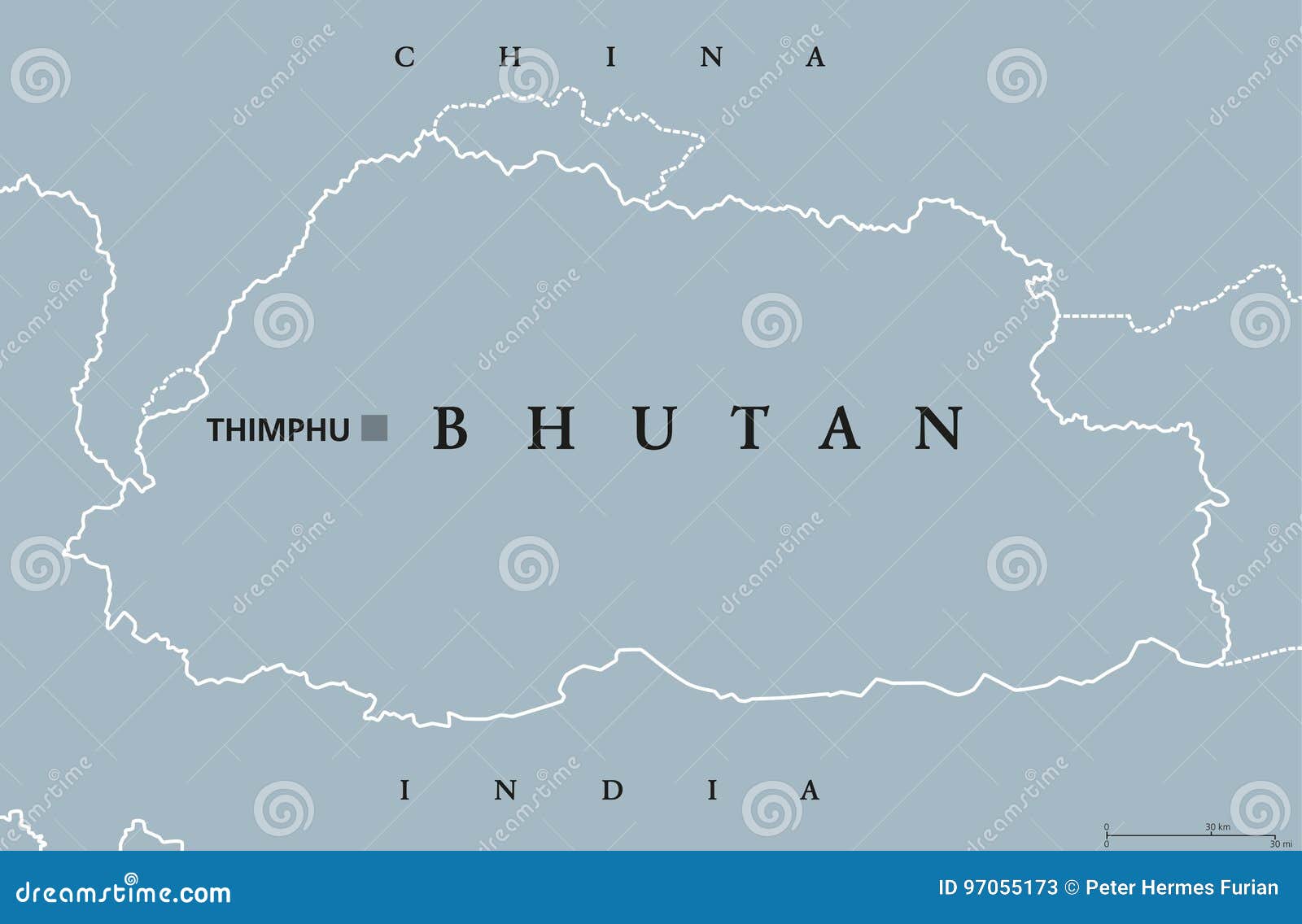 Politische Karte Bhutans vektor abbildung. Illustration von rand - 97055173