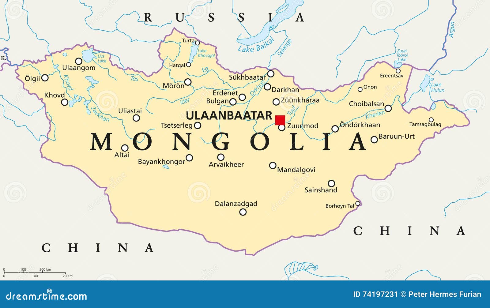 Politische Karte Mongolei vektor abbildung. Illustration von mongolei ...