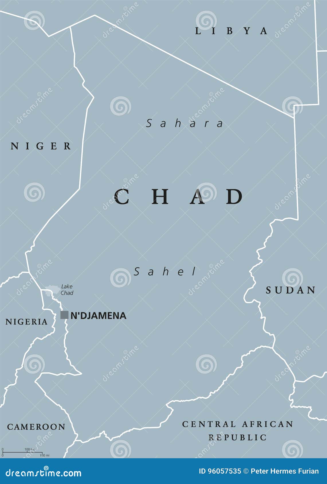 Politische Karte Tschads vektor abbildung. Illustration von atlas ...