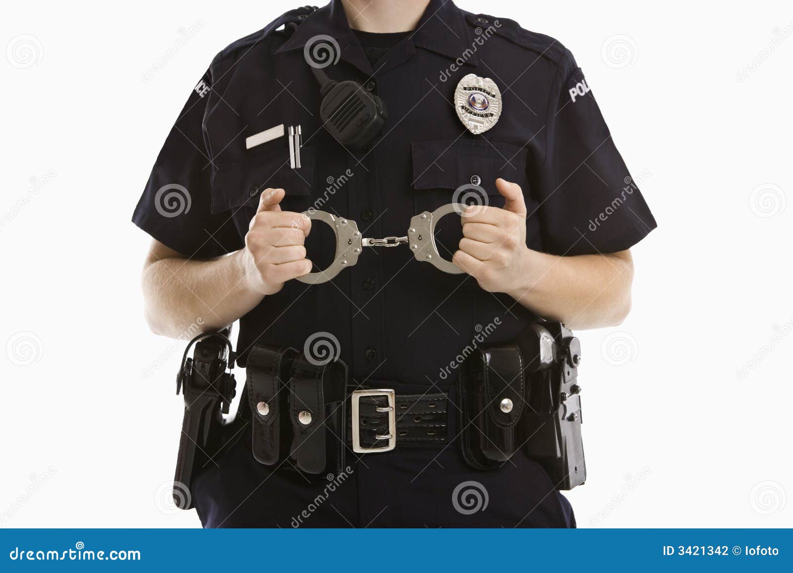 Polizeibeamtin Mit Handschellen. Stockfoto - Bild von kaukasisch ...