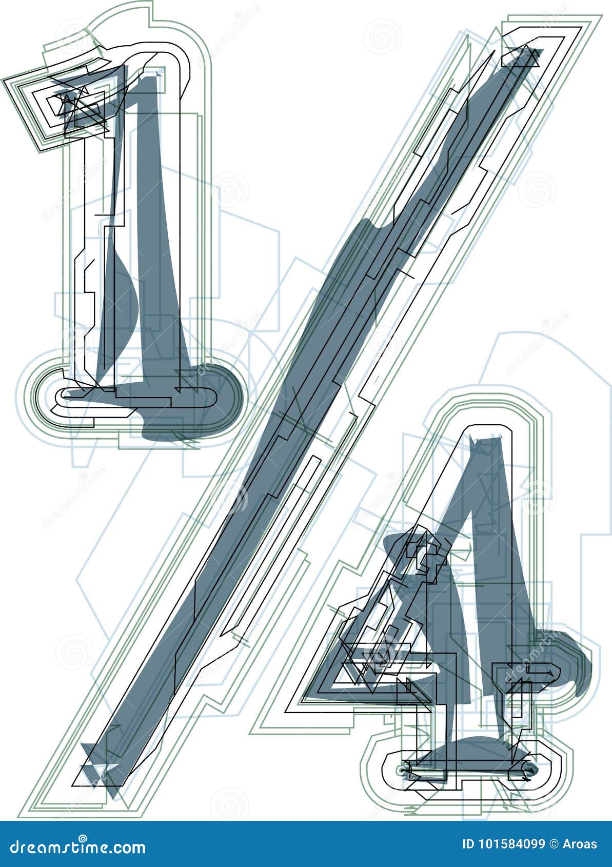 Abstract quarters sign stock vector. Illustration of calligraphy ...