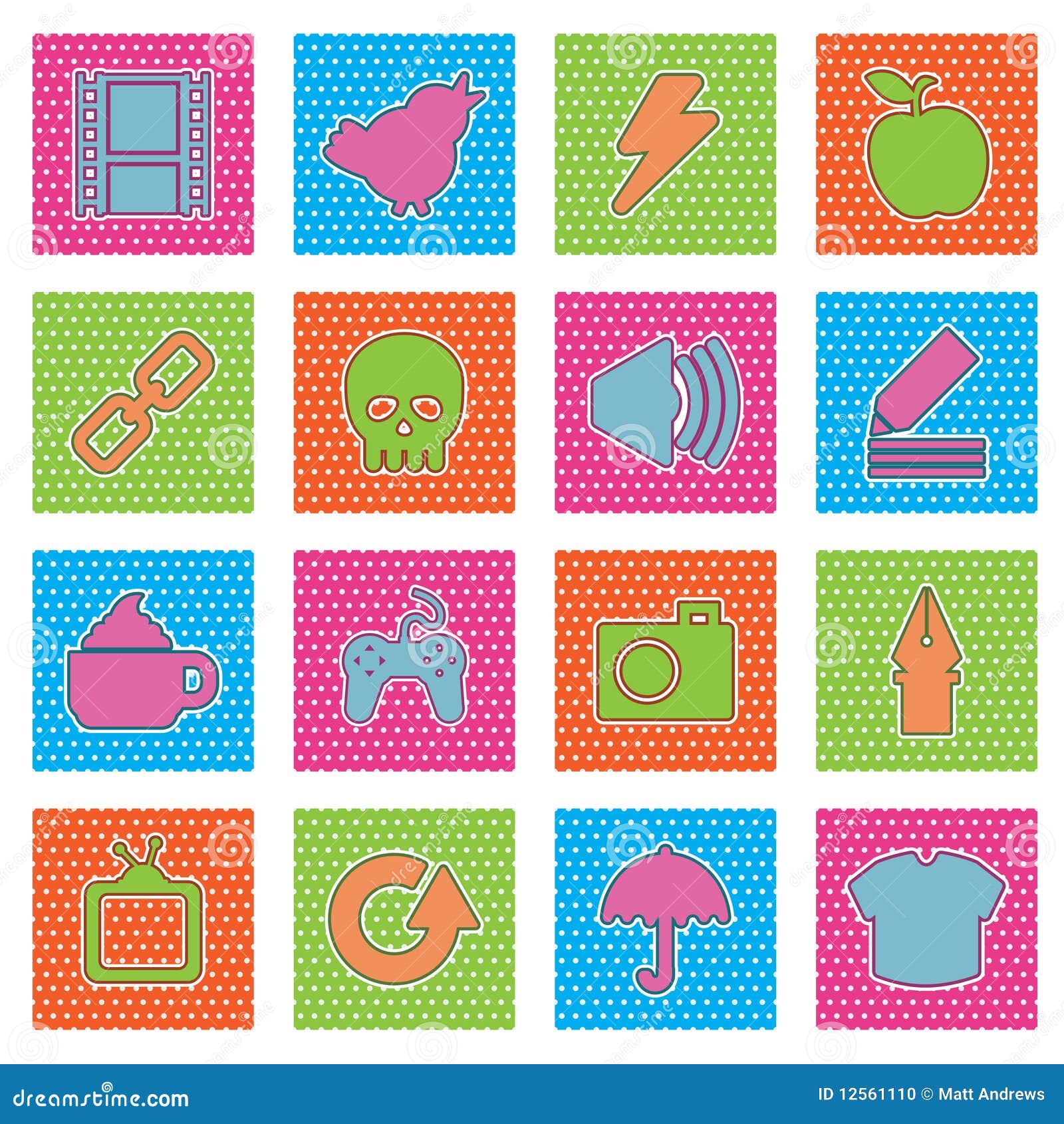 Polka dot icons, set 1 stock vector. Illustration of pattern - 12561110