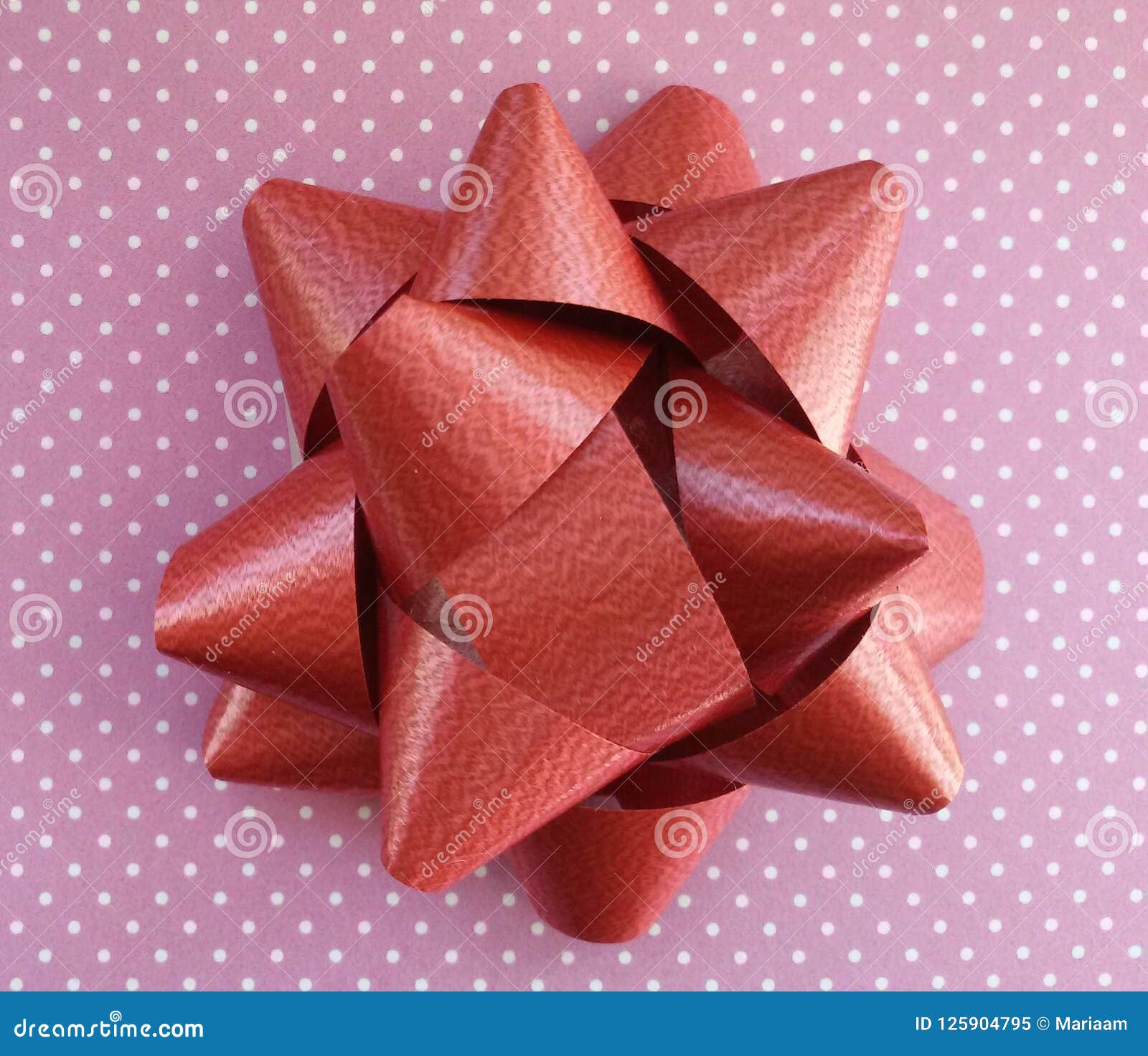 Gift Wrapping Idea. Paper and Bow. Polka Dot Paper. Stock Image - Image ...