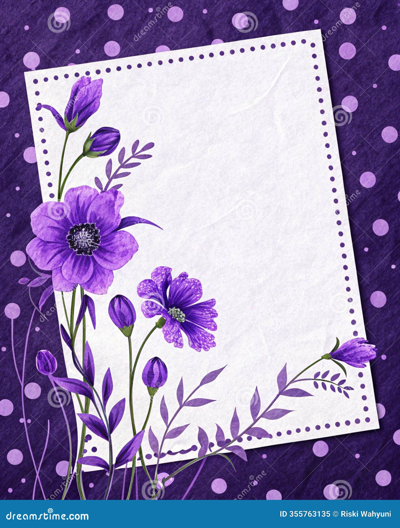 Polka Dot and Pattern Border with Paper Texture and Royal Amethyst ...