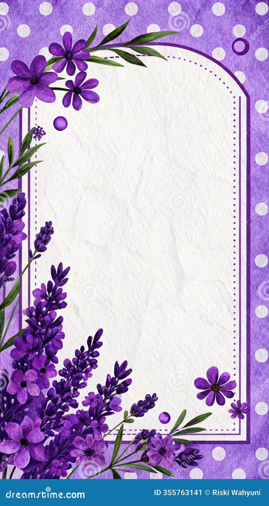 Polka Dot and Pattern Border with Paper Texture and Royal Amethyst ...