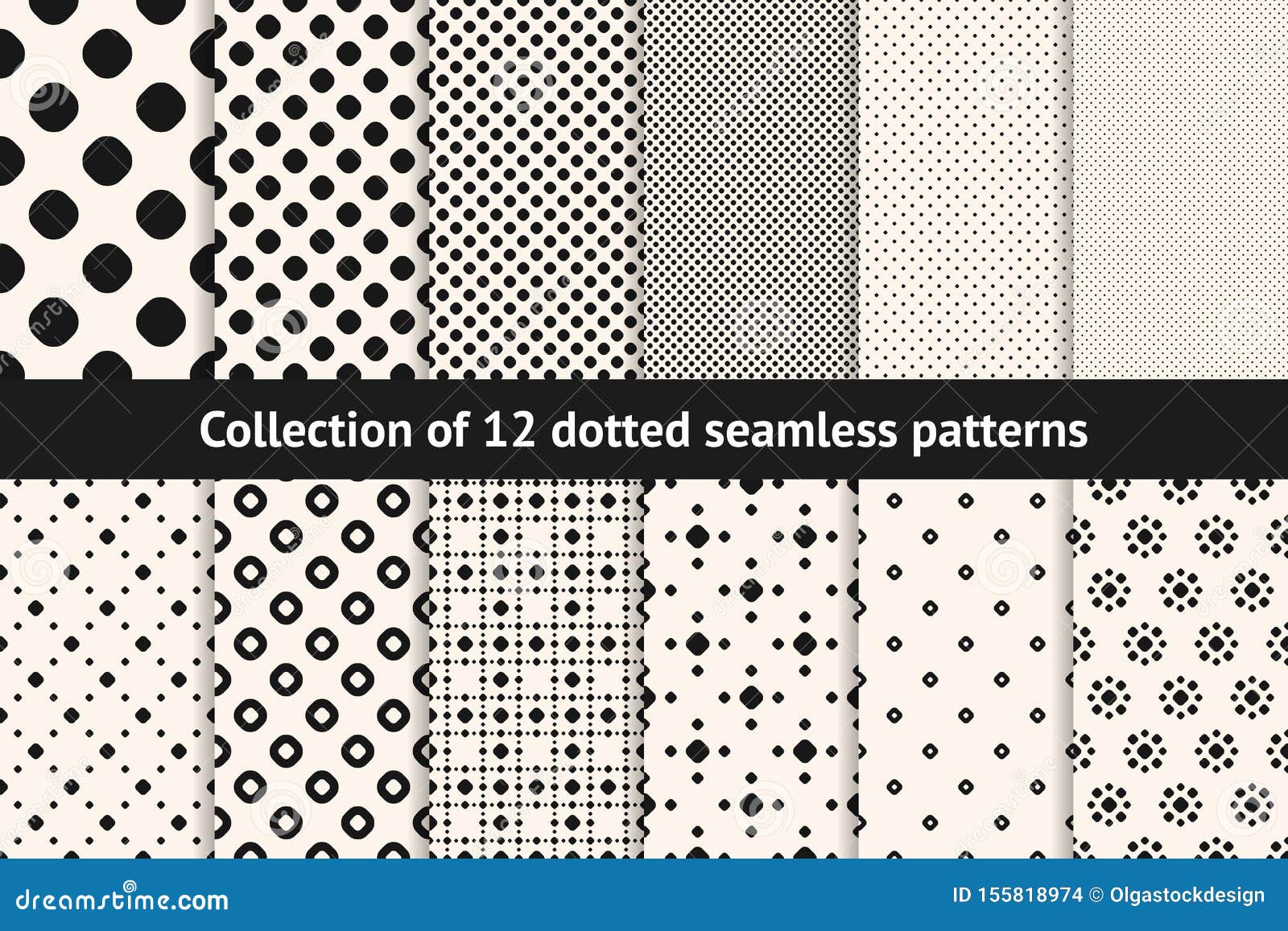 Polka Dot Pattern Set. Vector Geometric Seamless Textures with Circles ...