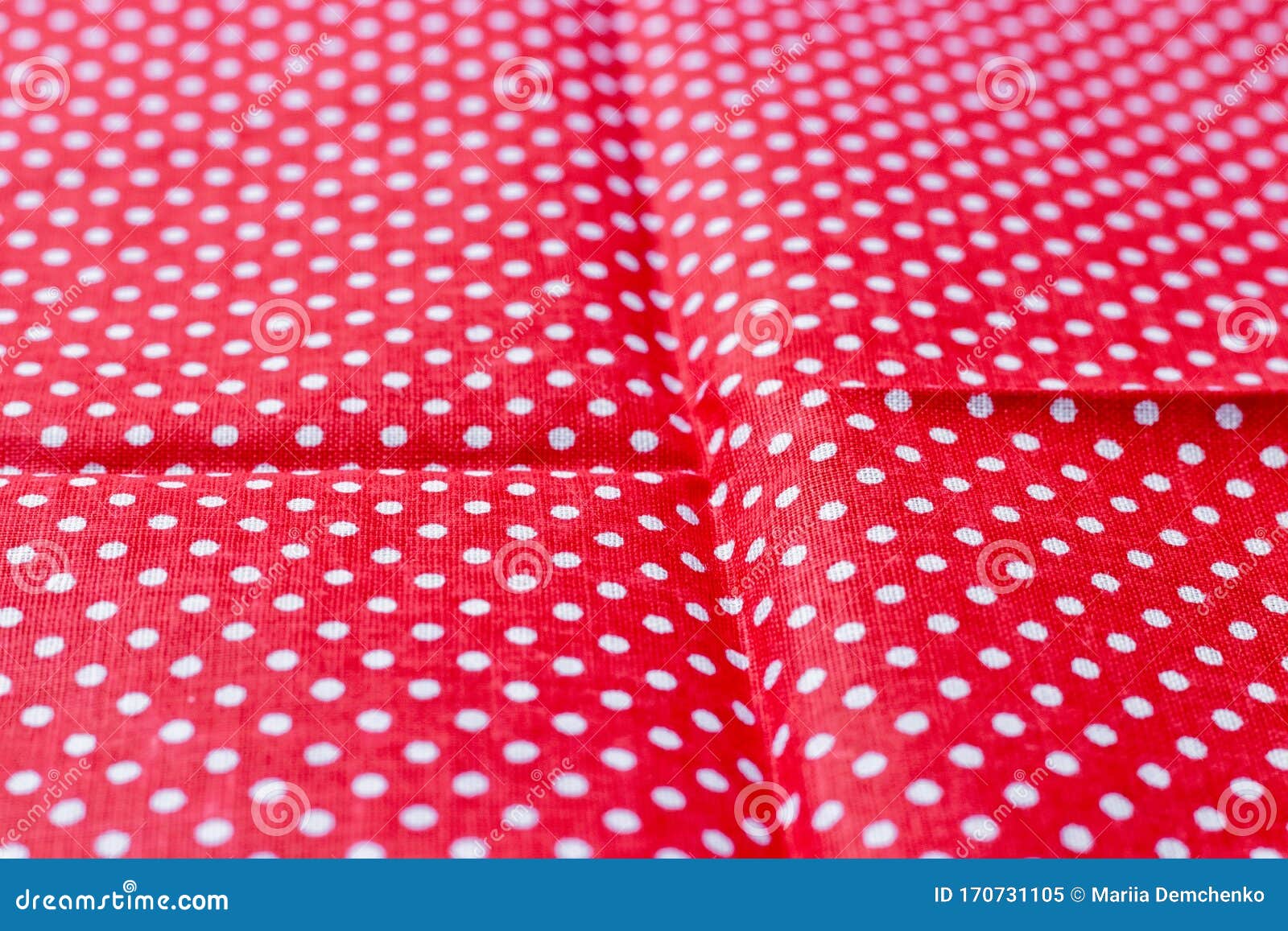Polka Dot on Red Canvas Cotton Texture. Red Fabric with Printed White ...