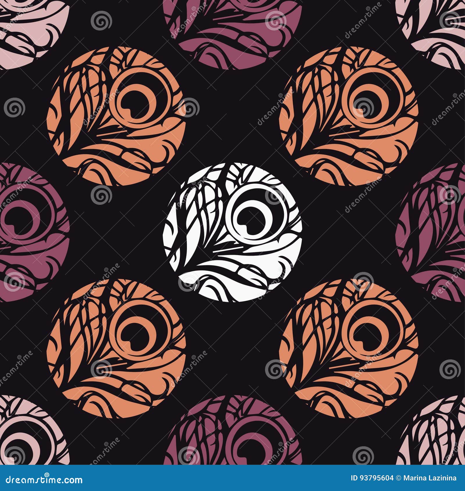 Polka Dot Seamless Pattern. Feathers Motif Stock Illustration ...