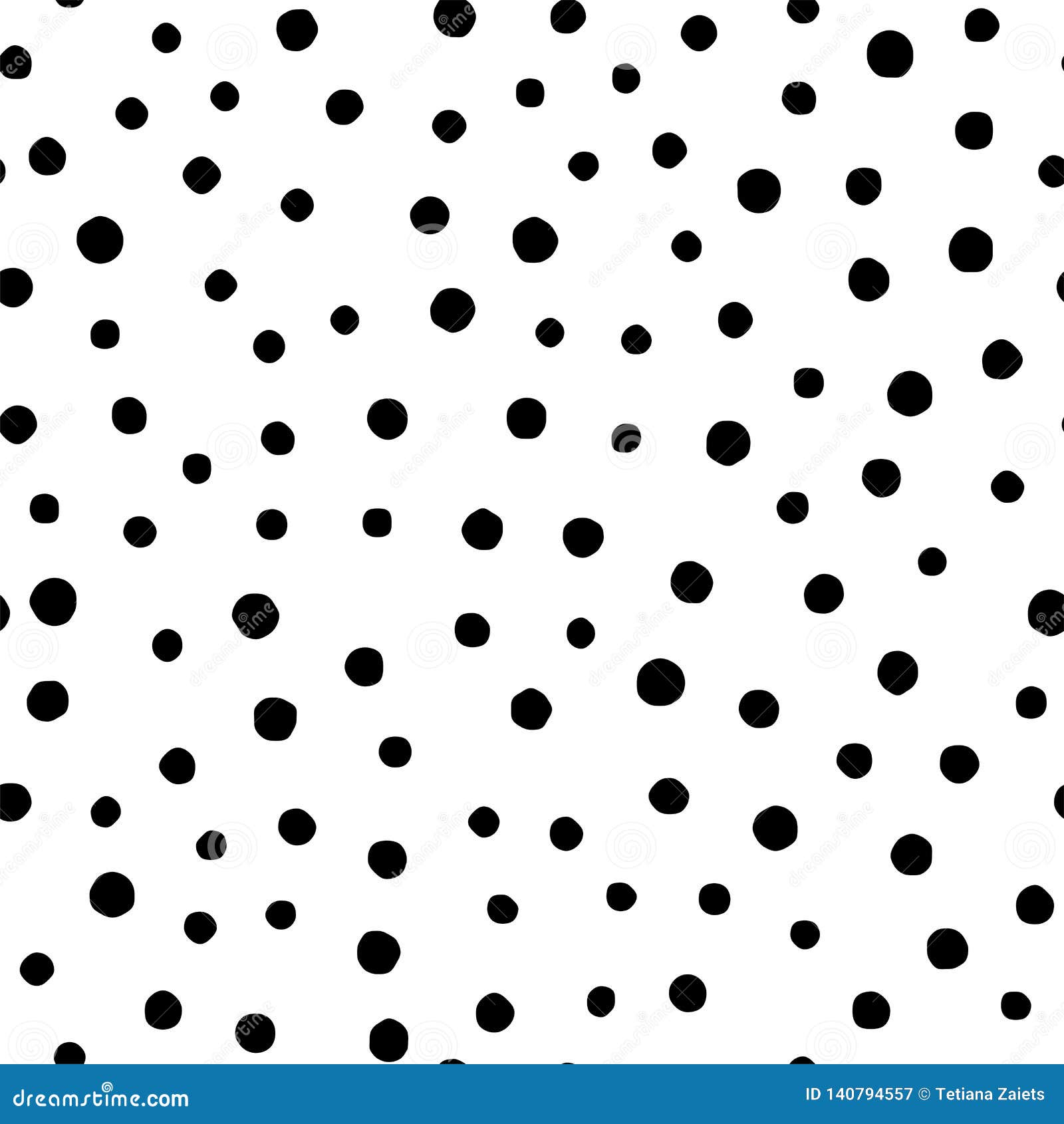 Polka Dot Seamless Pattern in Hand Draw Style. Vector Spot Texture with ...