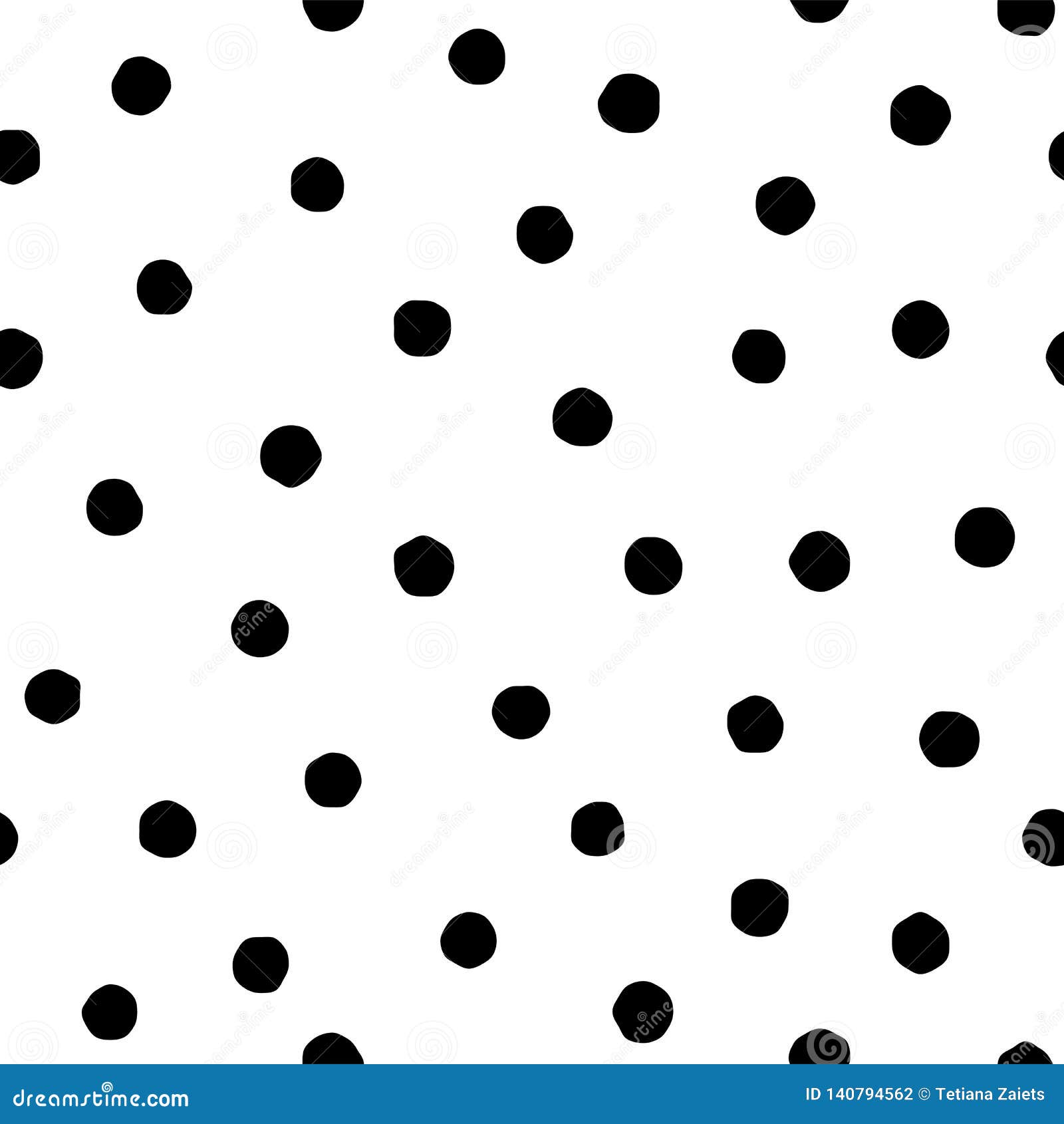 Polka Dot Seamless Pattern in Hand Draw Style. Vector Spot Texture with ...