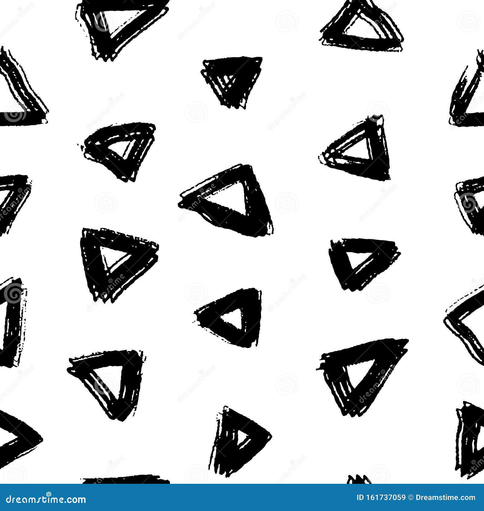 Polka Dot Style Pattern Hand Drawn Rough Grunge Triangles. Vector Seamless Pattern. Ink ...