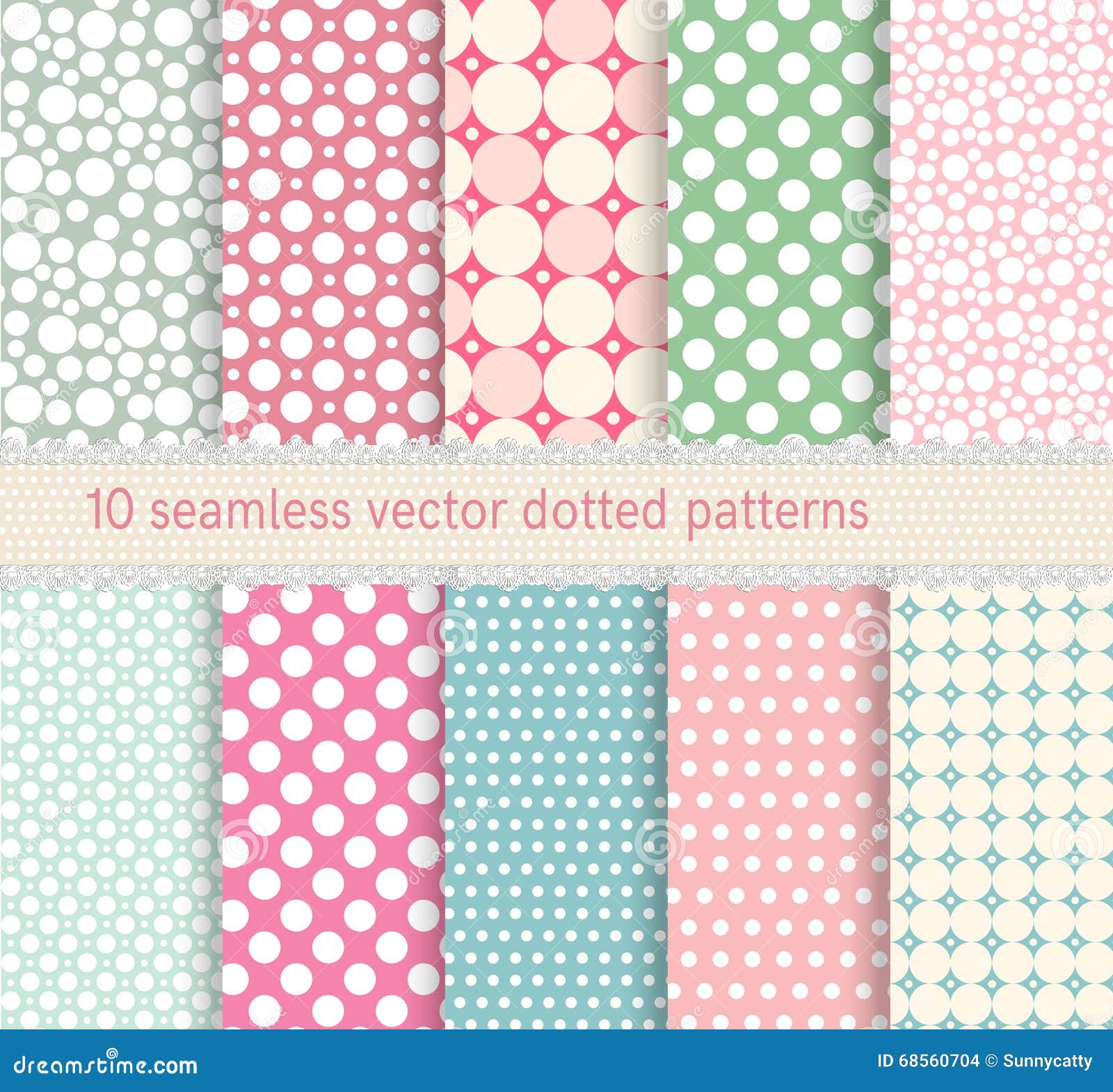 Polka Dot Vector Seamless Pattern. Vintage Dotted Shabby Chick ...