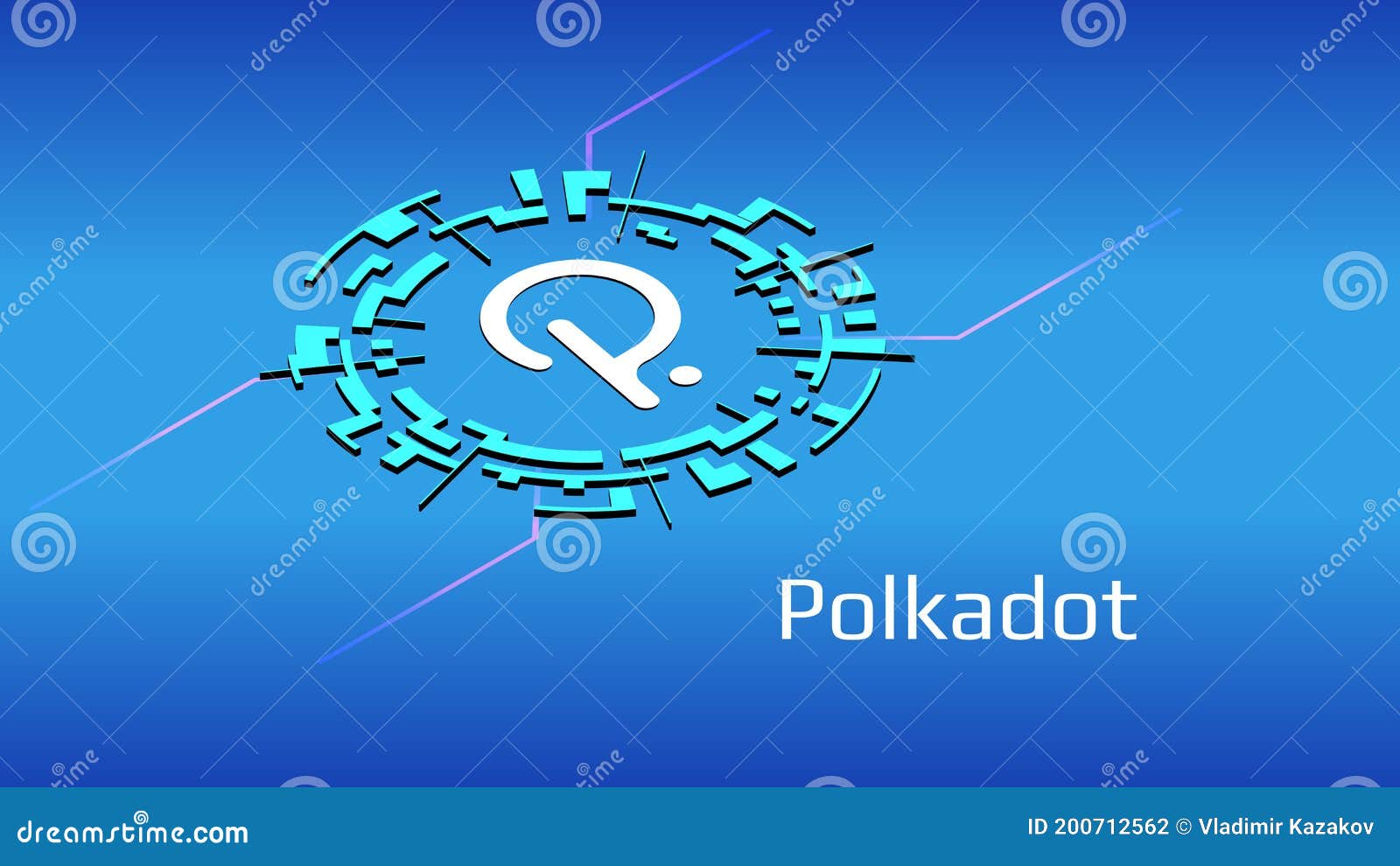 Polkadot DOT Isometric Token Symbol in Digital Circle on Blue ...