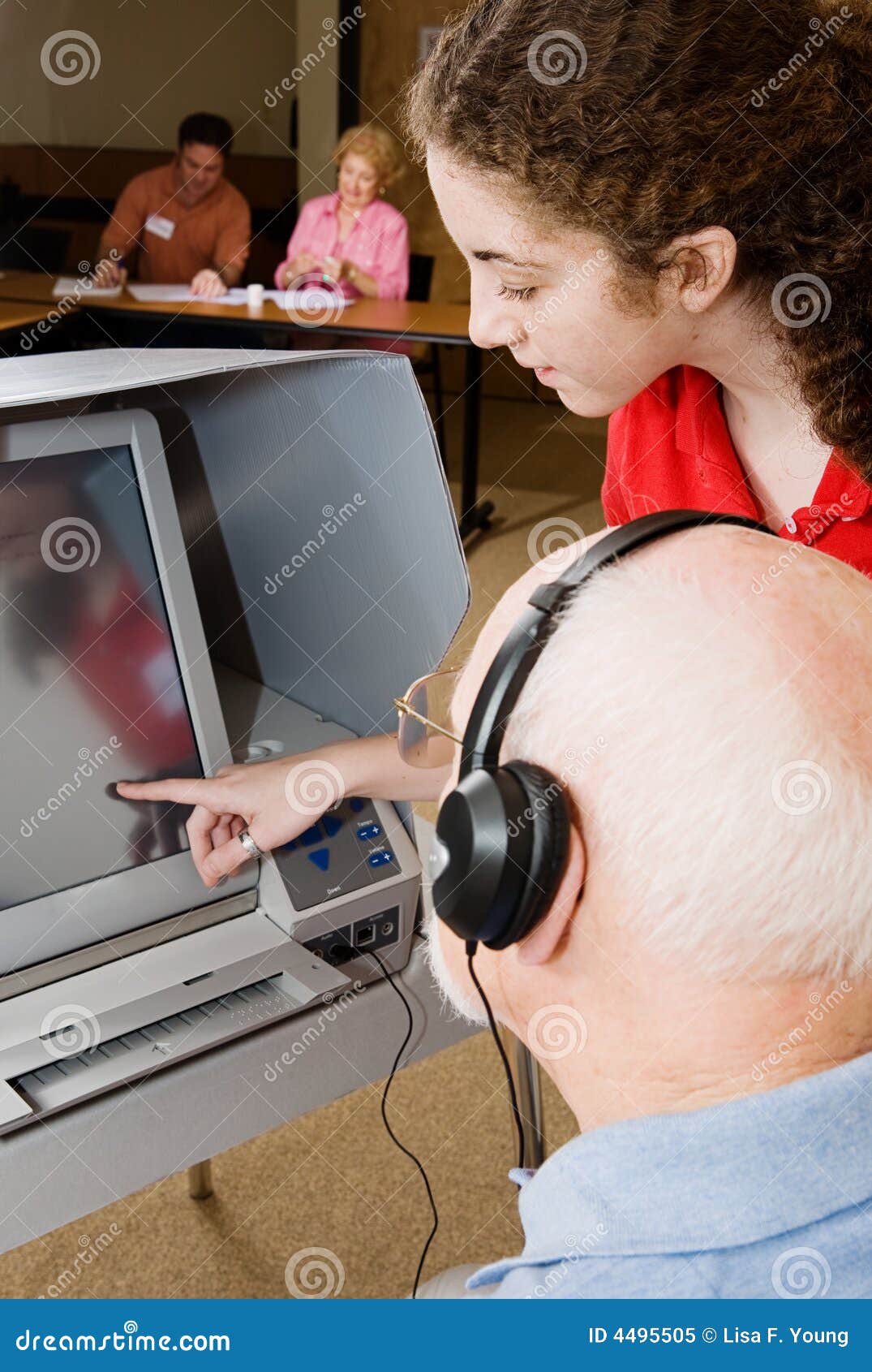 Poll Worker Helps Out stock image. Image of female, pointing - 4495505