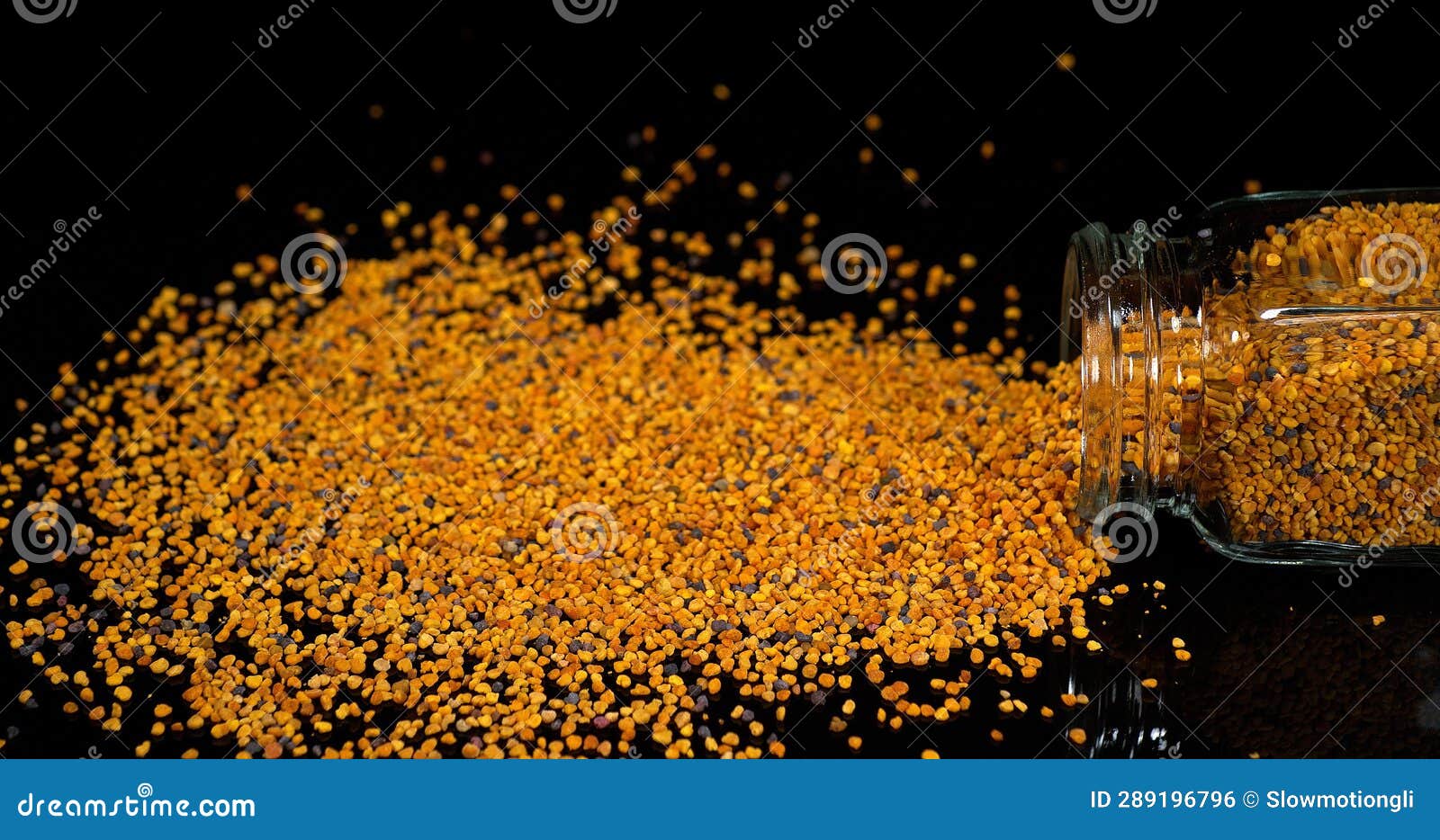 Pollen Dumplings Falling on Black Background Stock Photo - Image of ...