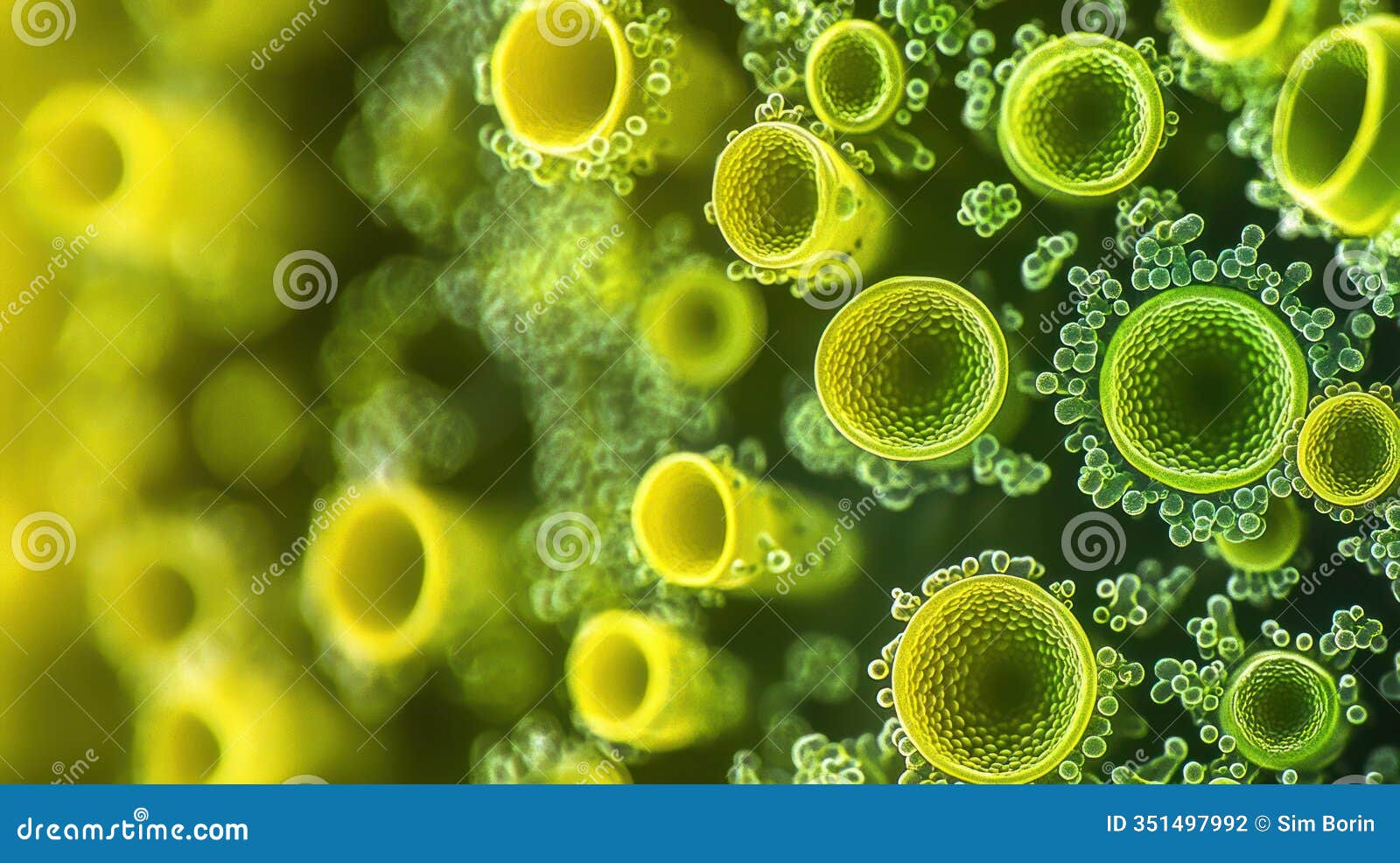 Magnified Under Microscope, Virus Or Bacteria Microbial Particles ...