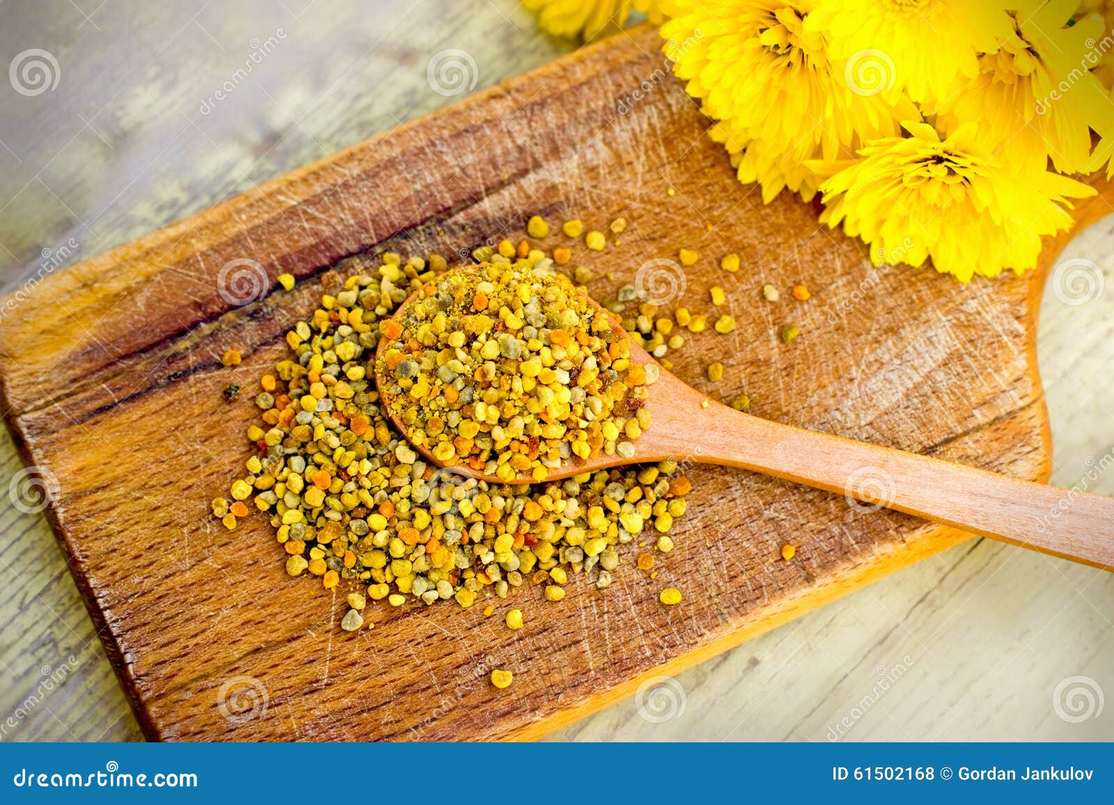 Pollen Granules in Wooden Spoon Stock Photo - Image of granules ...