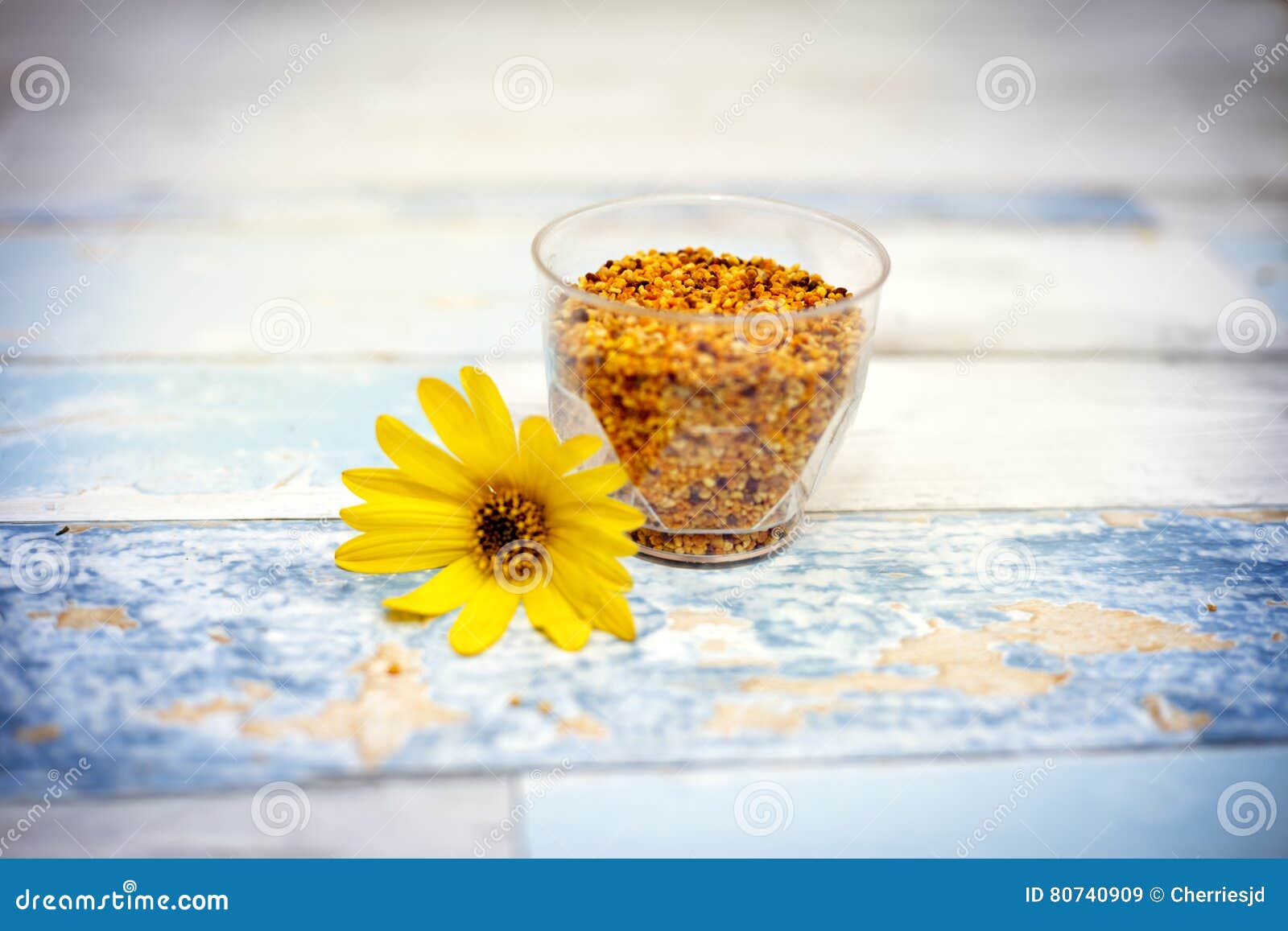 Pollen in Plastic Glass on the Table Stock Image - Image of nutrition ...