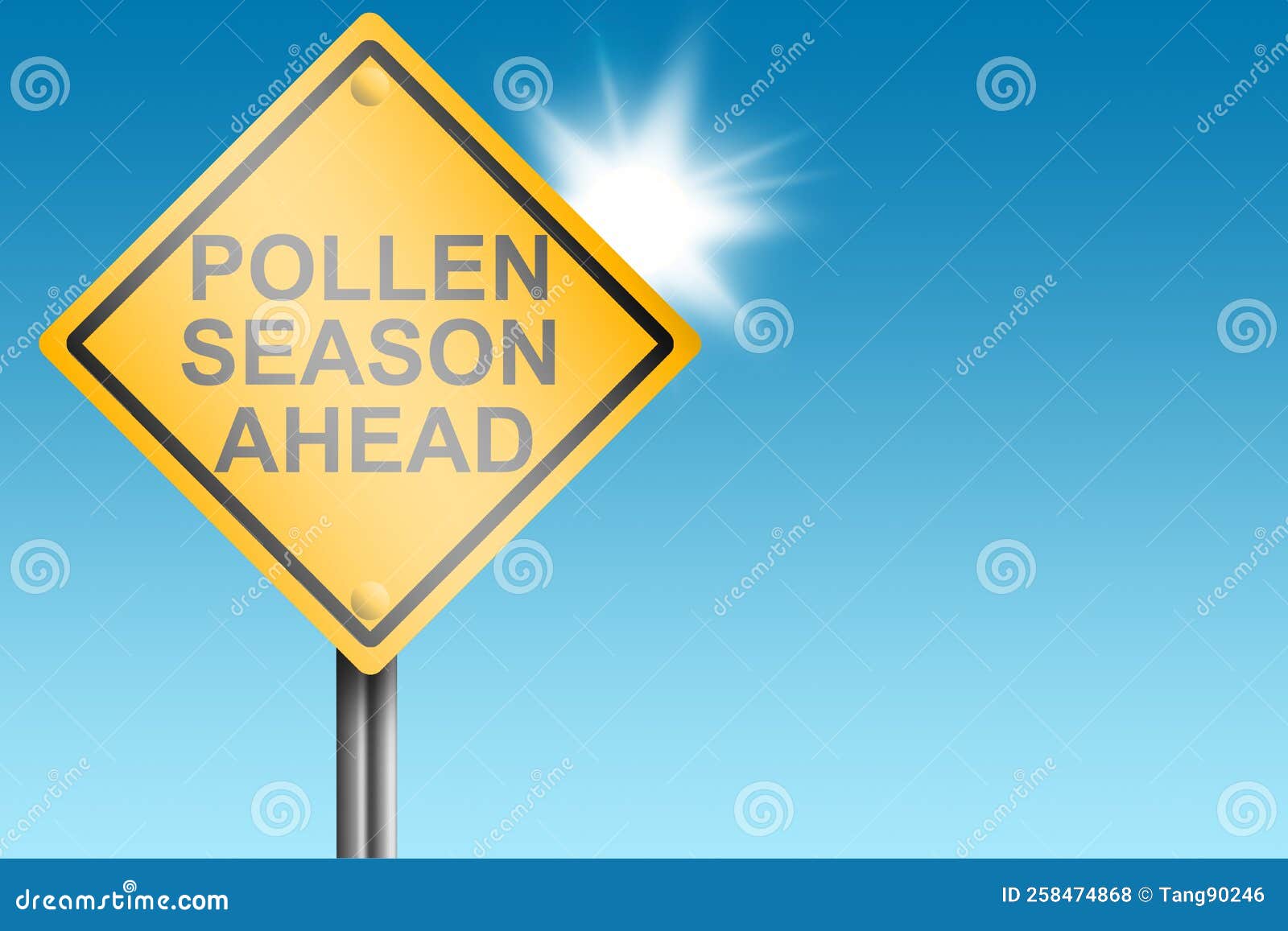 Pollen Season Ahead Road Sign with Blue Sky Stock Illustration ...