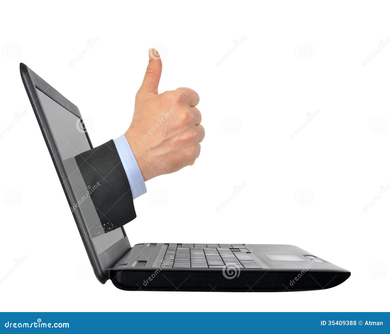 Pollice su dal computer fotografia stock. Immagine di calcolatore ...