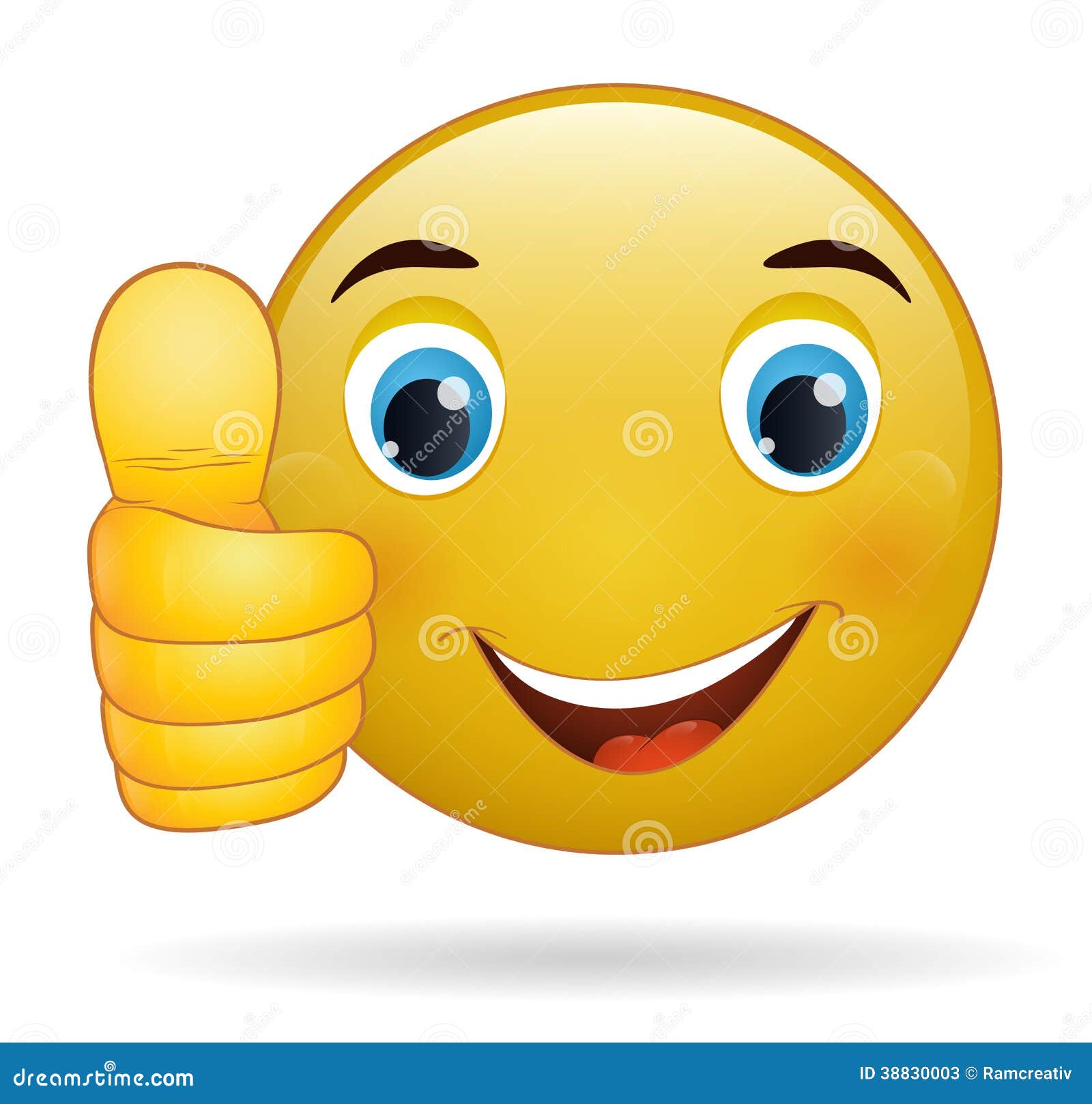 Pollice sull'emoticon illustrazione vettoriale. Illustrazione di carino ...