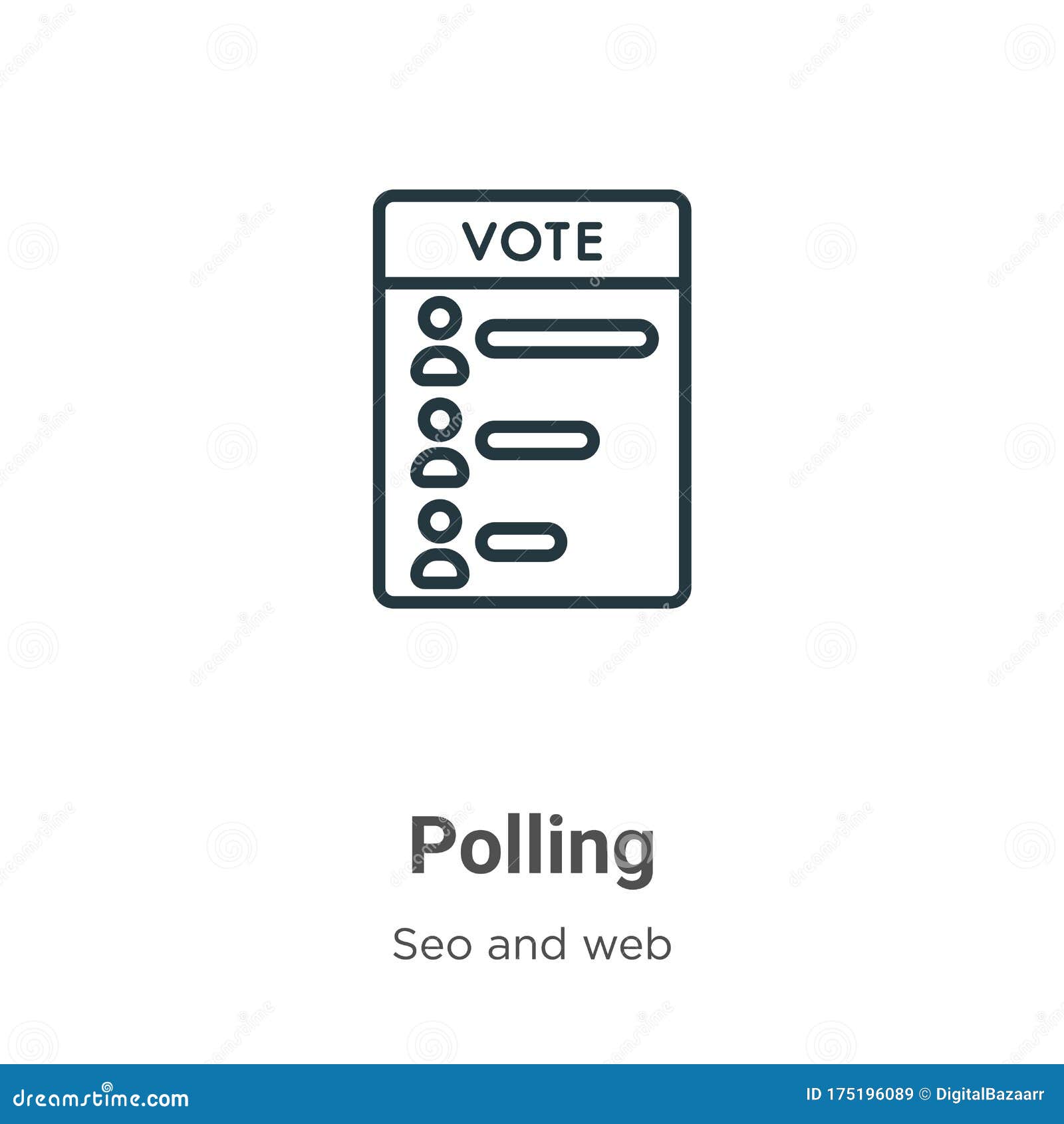 Polling Outline Vector Icon. Thin Line Black Polling Icon, Flat Vector ...