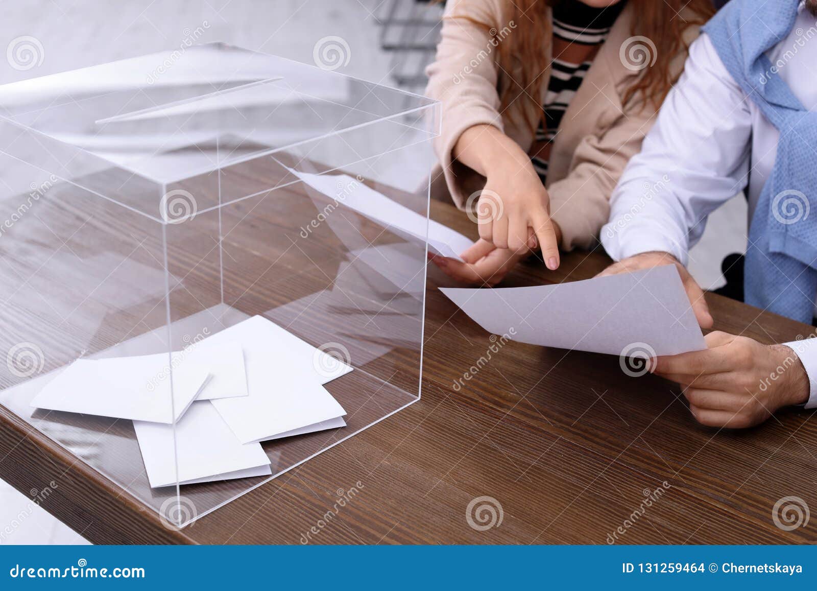 Polling Station Workers at Table Stock Photo - Image of liberal ...