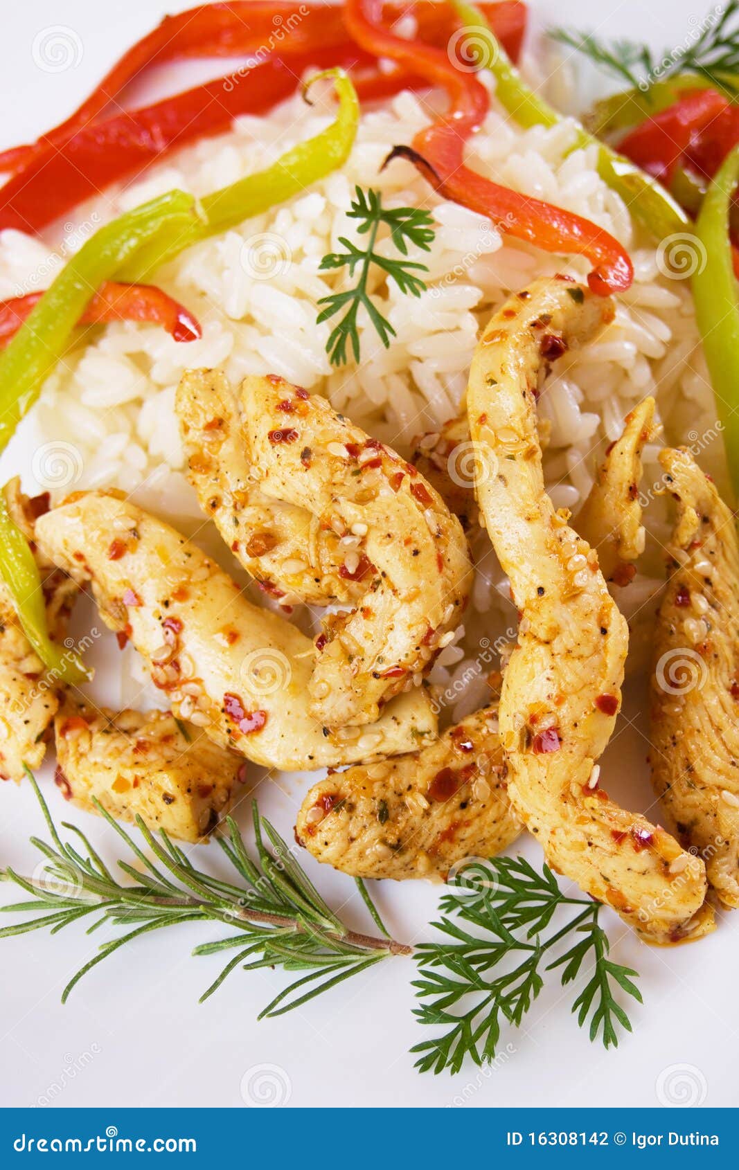 Pollo Asiatico Piccante Con Riso Fotografia Stock - Immagine di nessuno ...