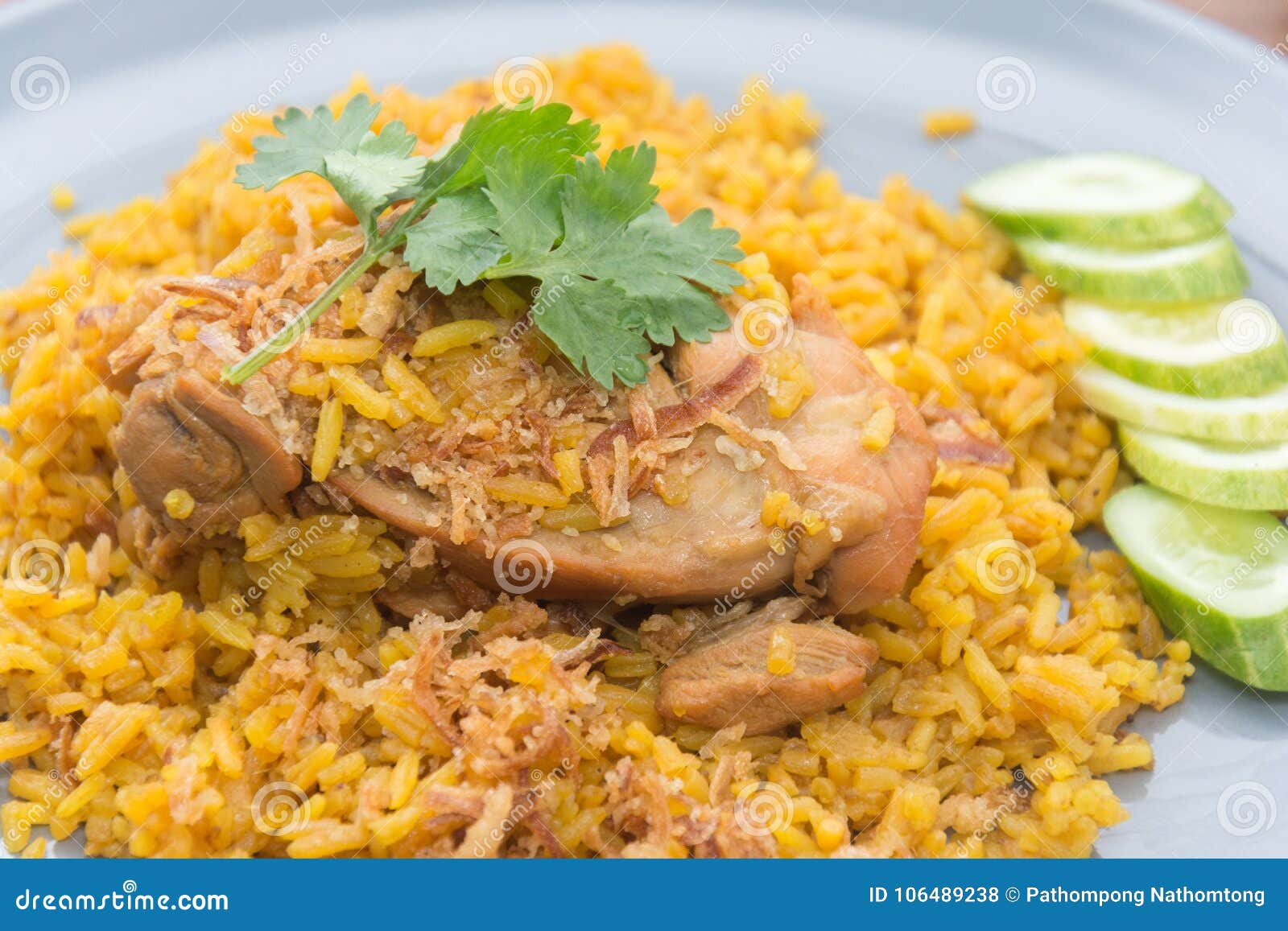 Pollo Biryani Con Arroz Y Salsa Foto de archivo - Imagen de hoja, salsa ...