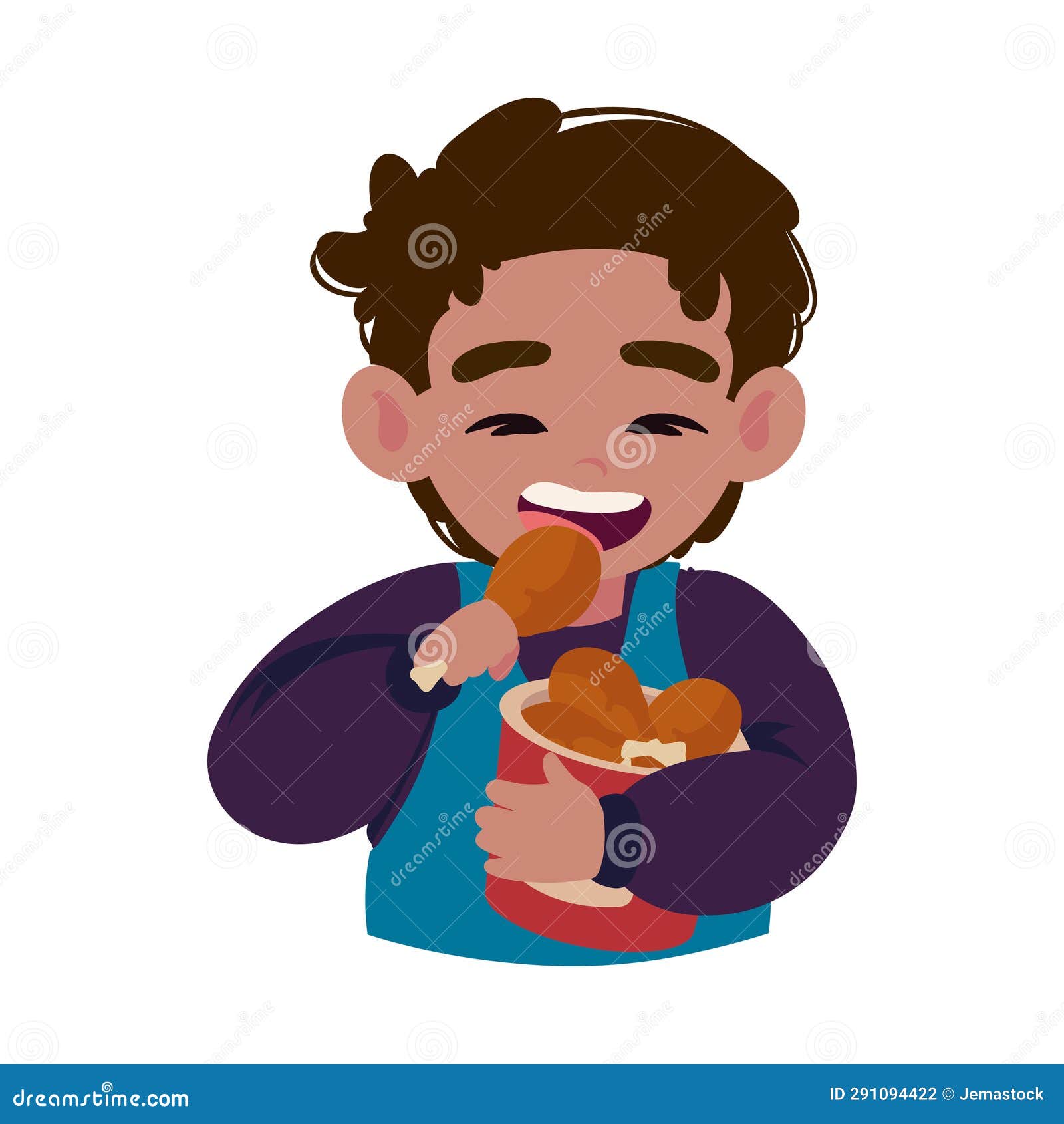 Pollo comiendo ilustración del vector. Ilustración de aislado - 291094422