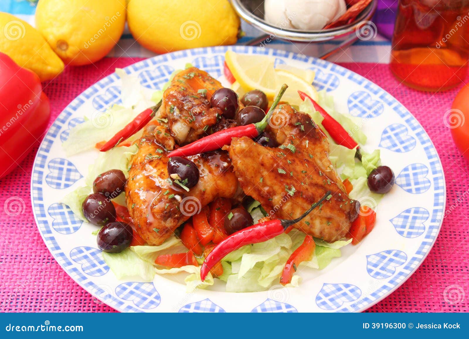 Pollo Con La Salsa Di Peperoncino Rosso Fotografia Stock - Immagine di ...