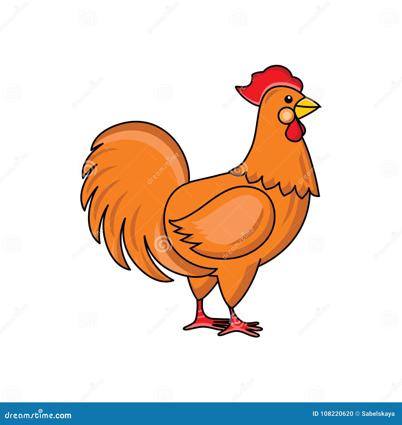 Pollo Dibujado Mano Plana Del Vector Aislado Ilustración del Vector ...