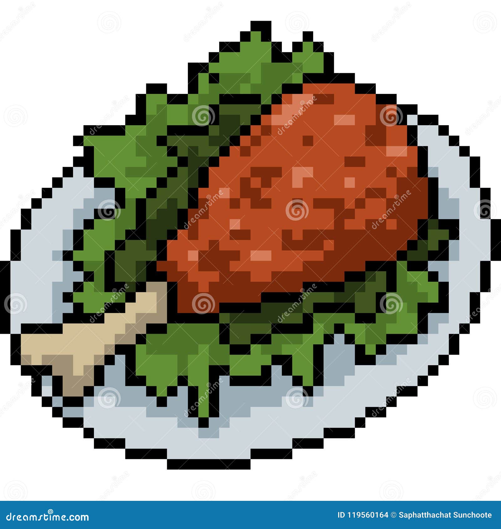 Pollo Frito Del Arte Del Pixel Del Vector Ilustración del Vector ...