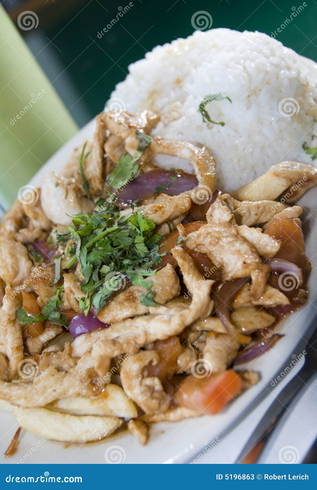 Pollo saltado stock image. Image of peruvian, rice, dinner - 5196863