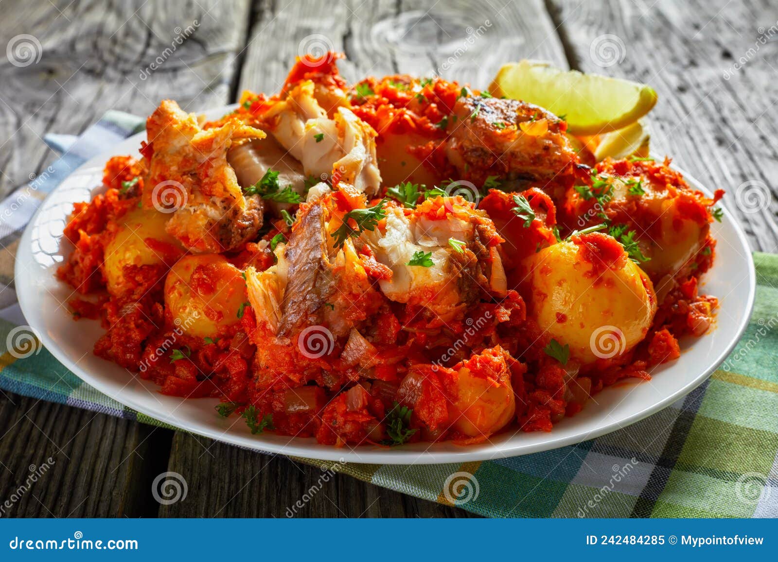Pollock Fish Stew with Potatoes and Vegetables Stock Image - Image of ...