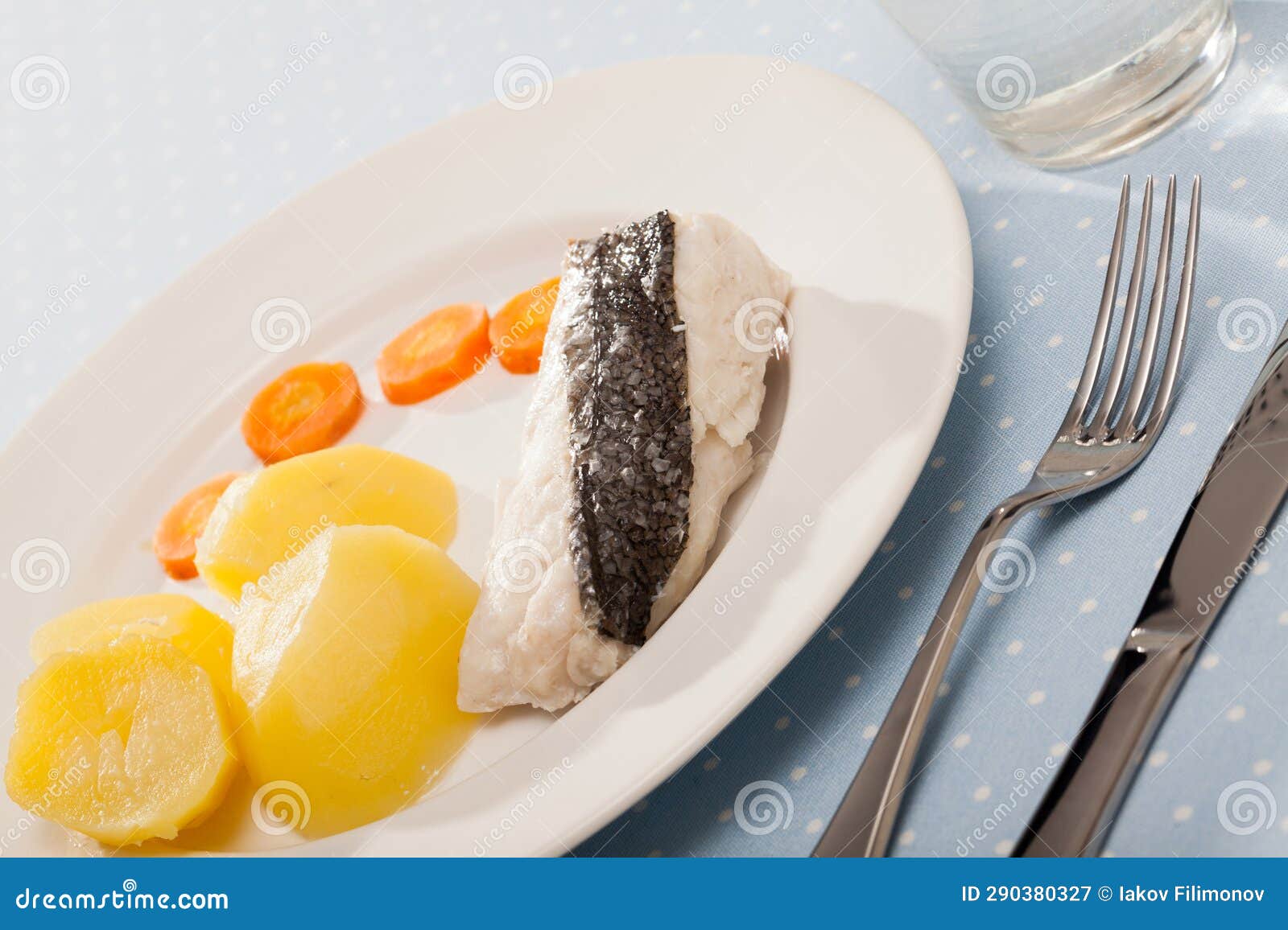 Pollock prepared on steam. stock image. Image of seafood - 290380327