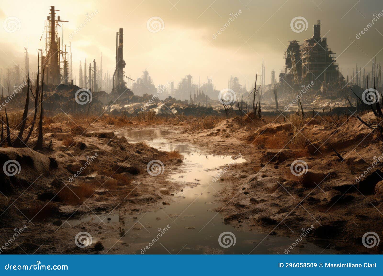 A Polluted and Barren Landscape, Highlighting the Consequences of ...
