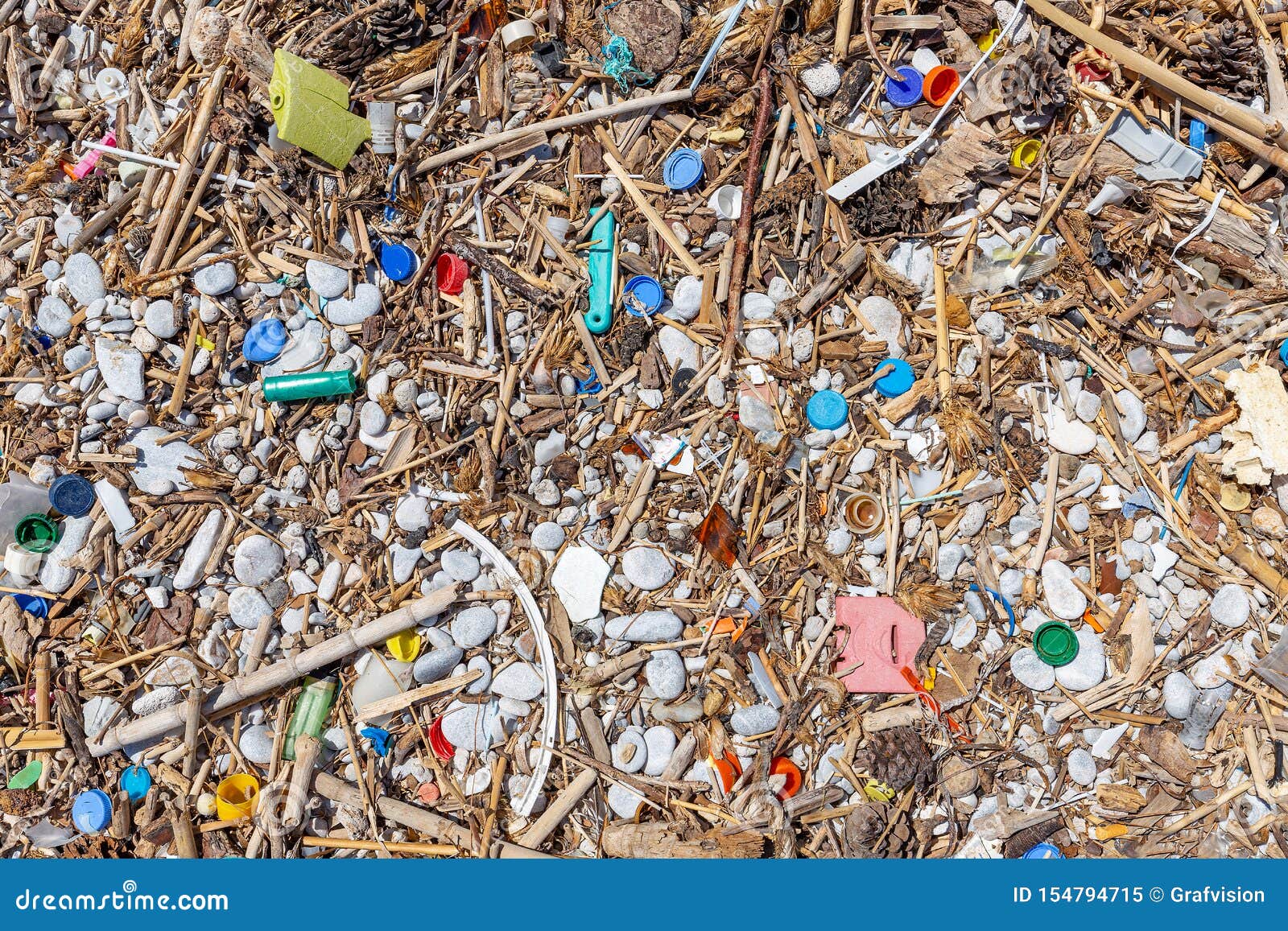 Polluted beach stock image. Image of plastic, dirty - 154794715