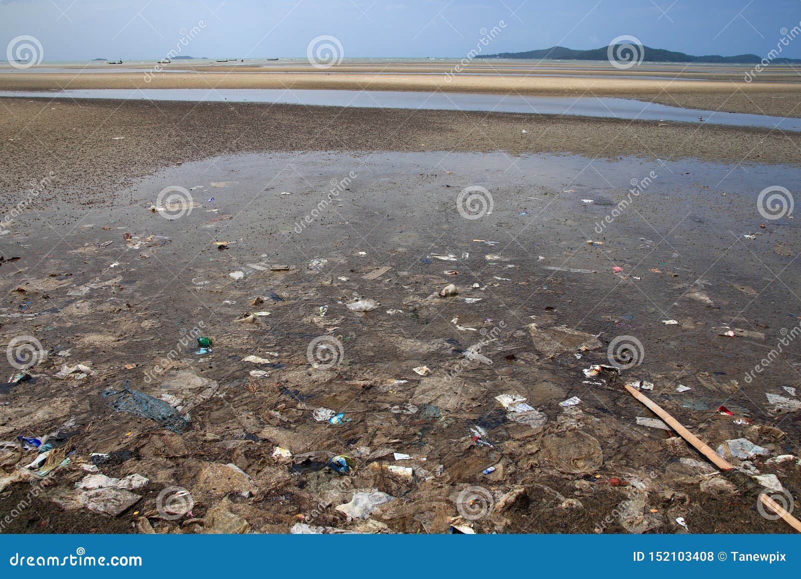 Polluted on the Beach and Plastic Waste Environment Stock Photo - Image ...