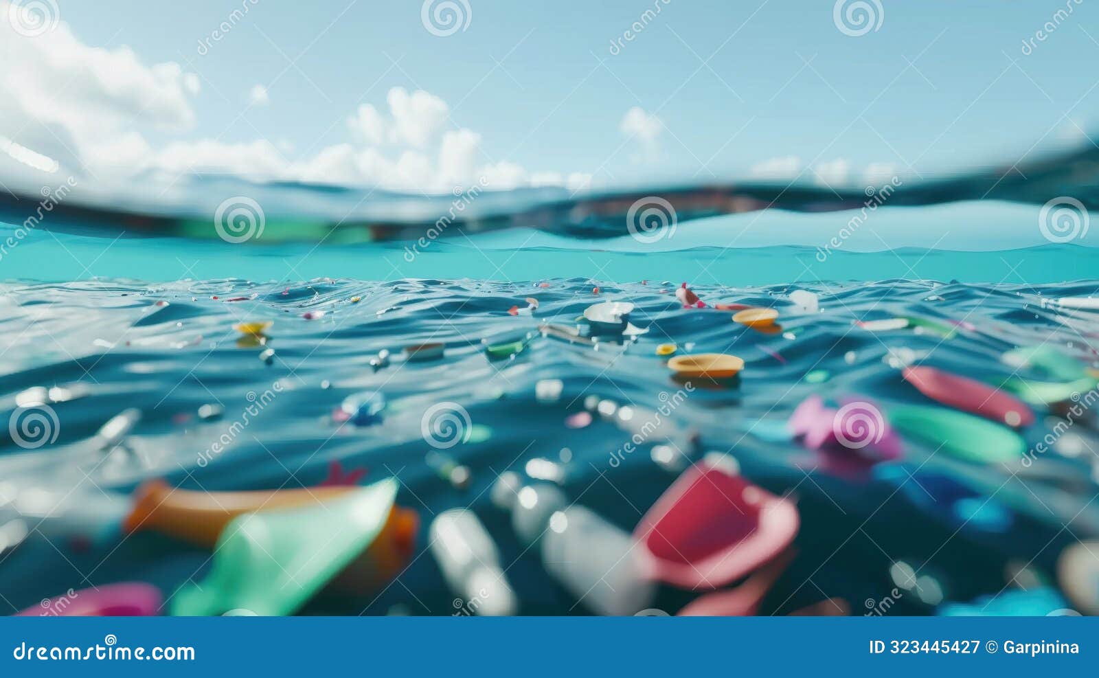 Polluted Beaches With Floating Plastic Stock Image | CartoonDealer.com ...