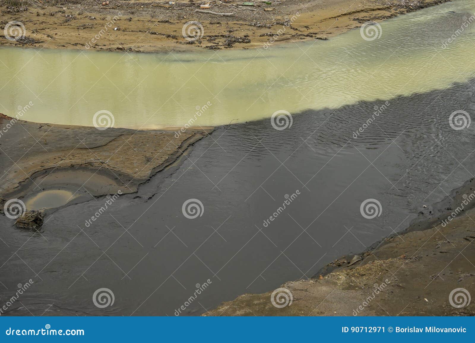 Polluted Black and Yellow Green Rivers Stock Image - Image of natural ...