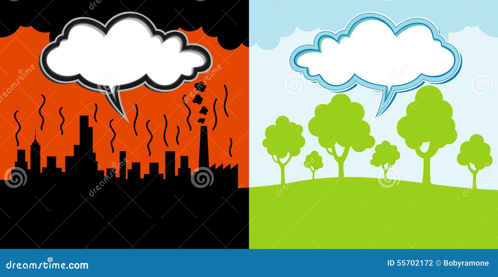 Polluted and Clean Environment Backgrounds Stock Vector - Illustration ...