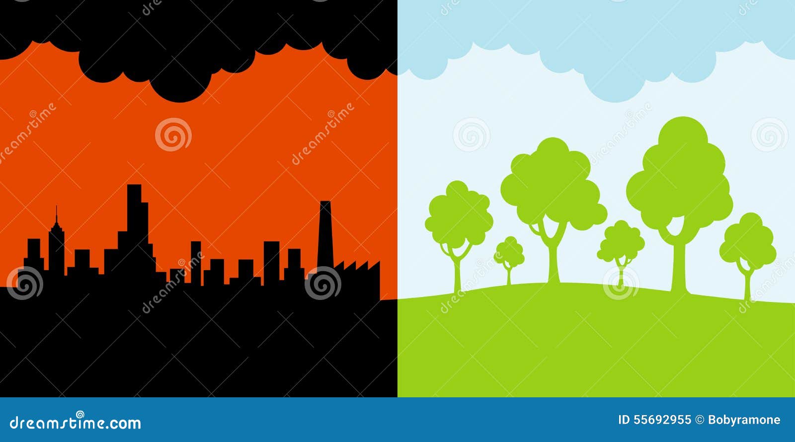 Polluted And Clean Planet, Vector Pollution On Earth | CartoonDealer ...