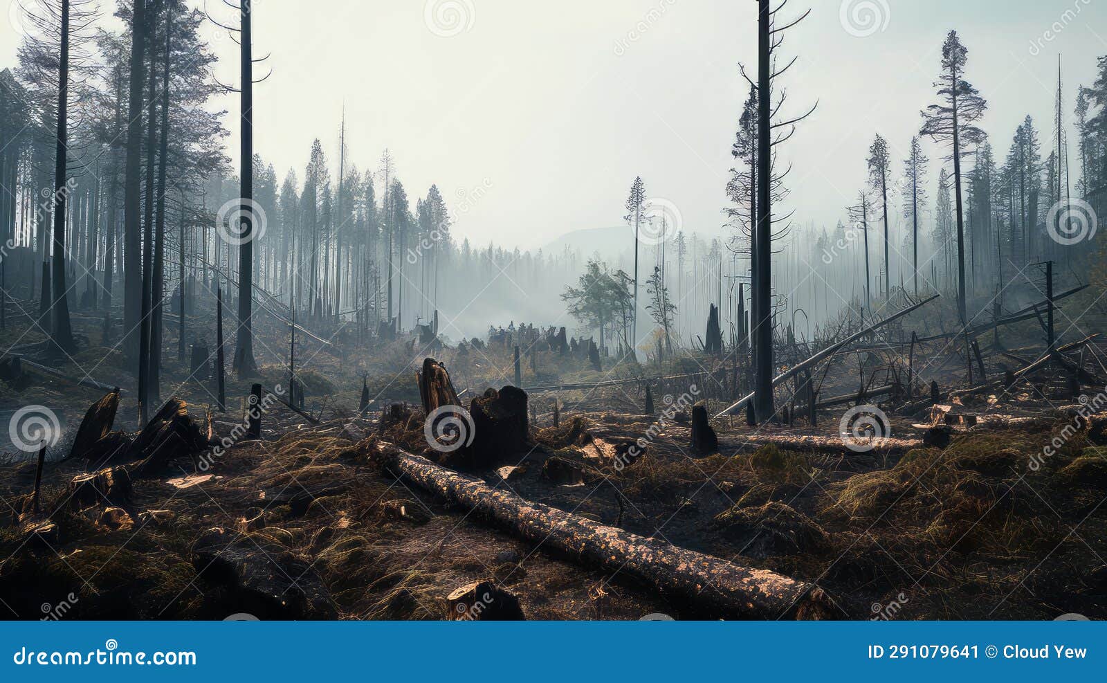 Polluted Forest with Wilting and Damaged Trees Stock Illustration ...