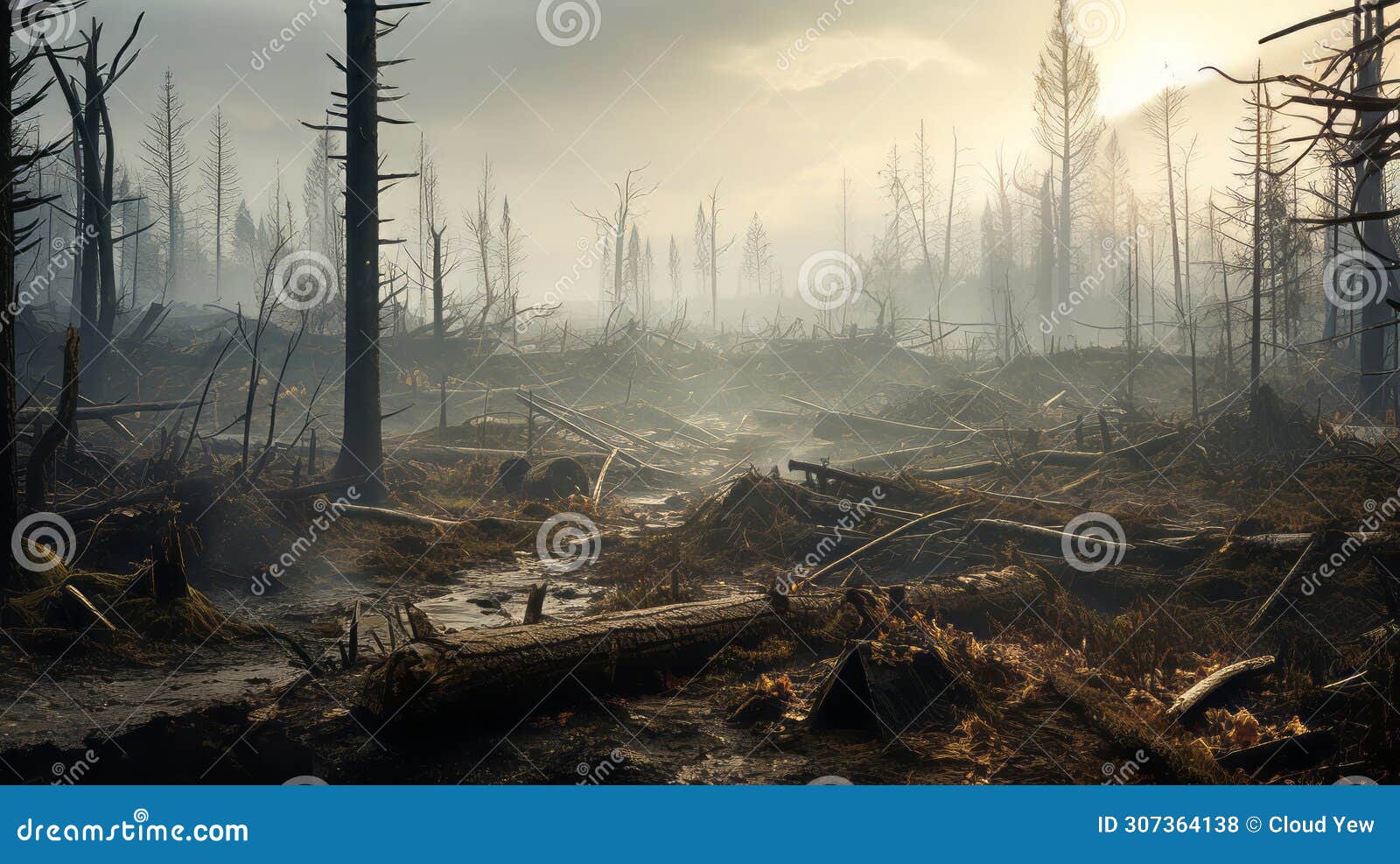 Polluted Forest with Wilting and Damaged Trees Stock Illustration ...