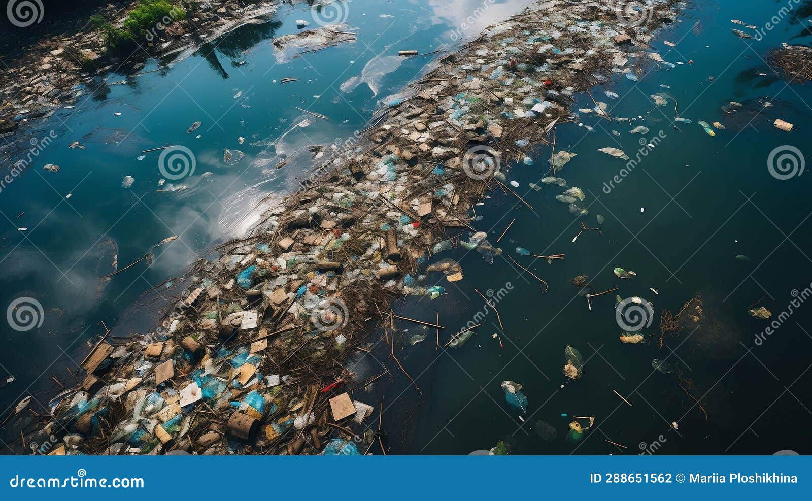 Polluted Lake with Garbage. Pollution of the Environment Stock Photo ...