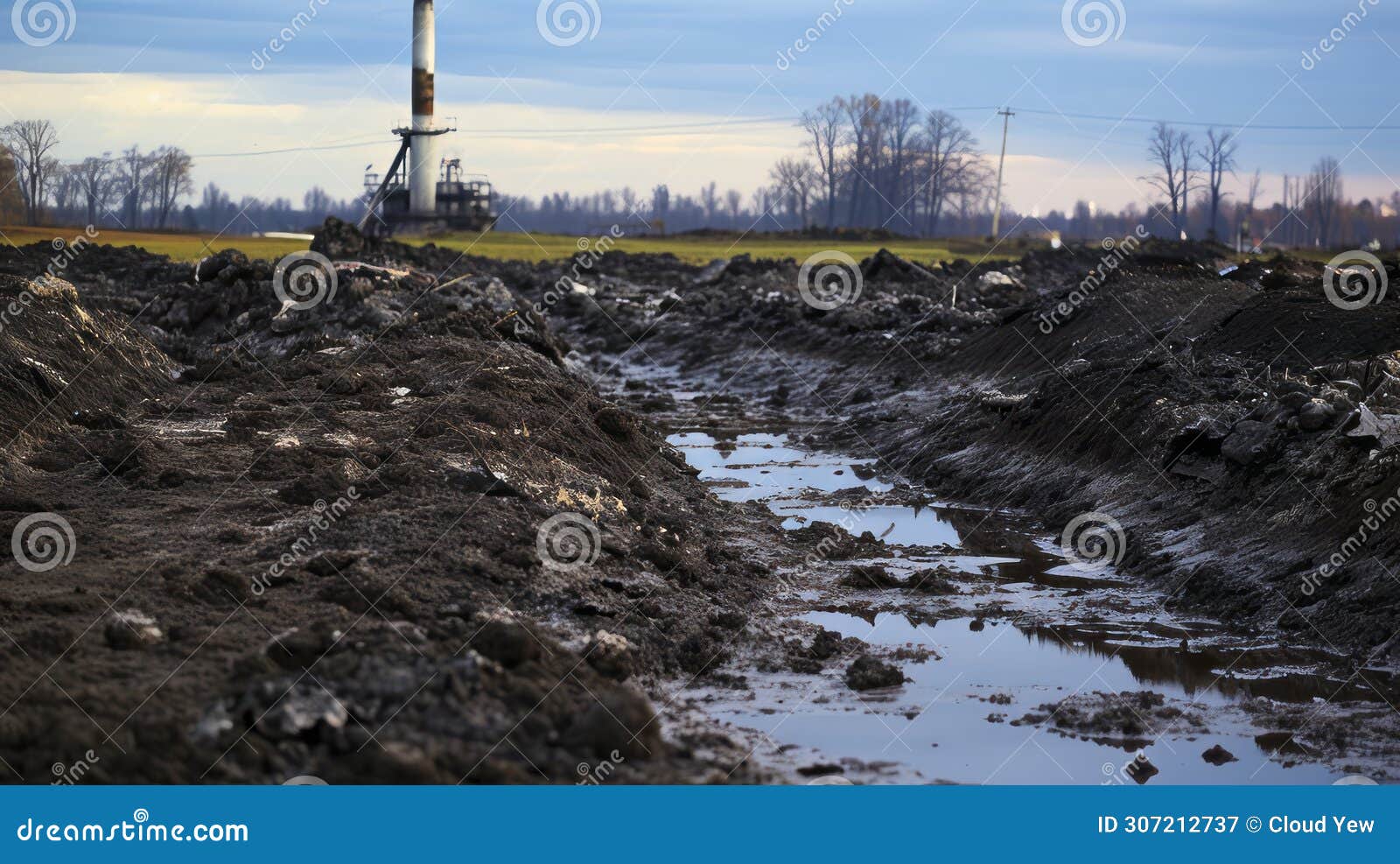 Polluted Landscape with Contaminated Soil Stock Illustration ...