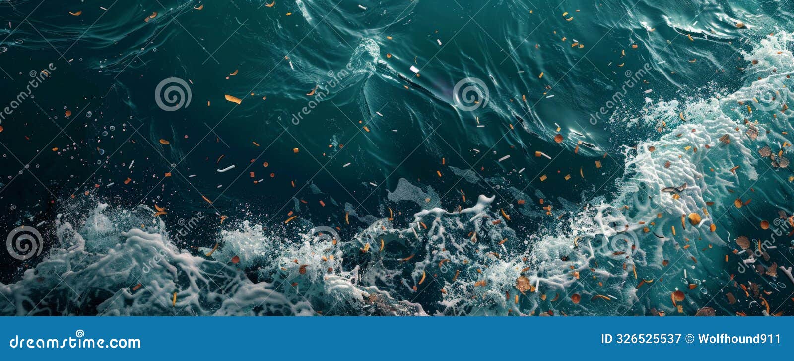 A Polluted Ocean with Oil Slicks and Plastic Waste Floating on the ...