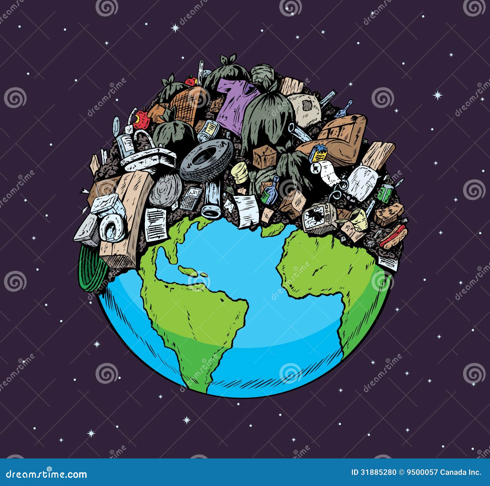 Polluted Planet stock vector. Illustration of recycling - 31885280